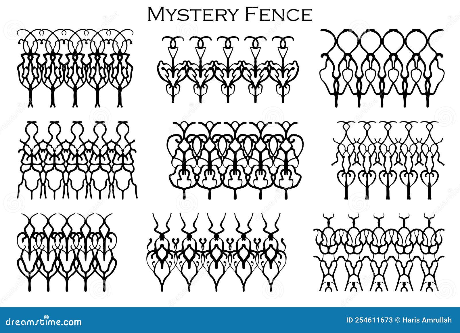 Assorted Spooky Cemetery Fence Silhouettes. Scary, Haunted and Spooky ...