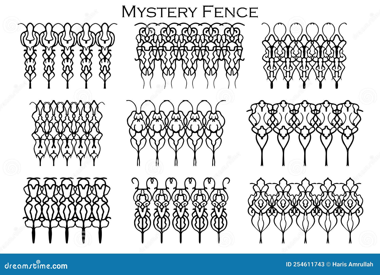 Assorted Spooky Cemetery Fence Silhouettes. Scary, Haunted and Spooky ...