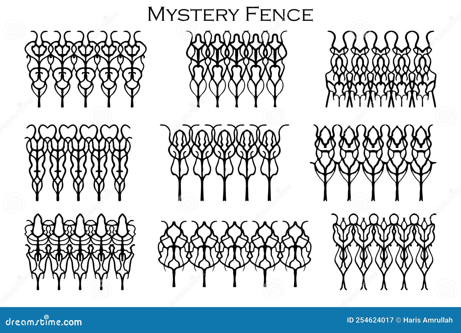 Assorted Spooky Cemetery Fence Silhouettes. Scary, Haunted and Spooky ...