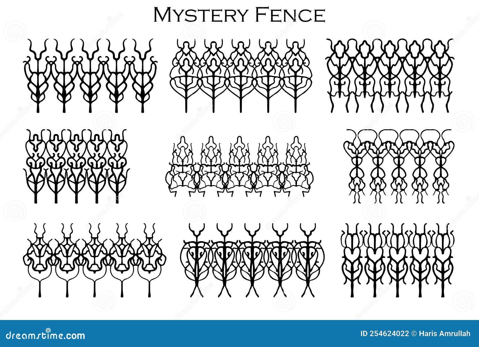 Assorted Spooky Cemetery Fence Silhouettes. Scary, Haunted and Spooky ...