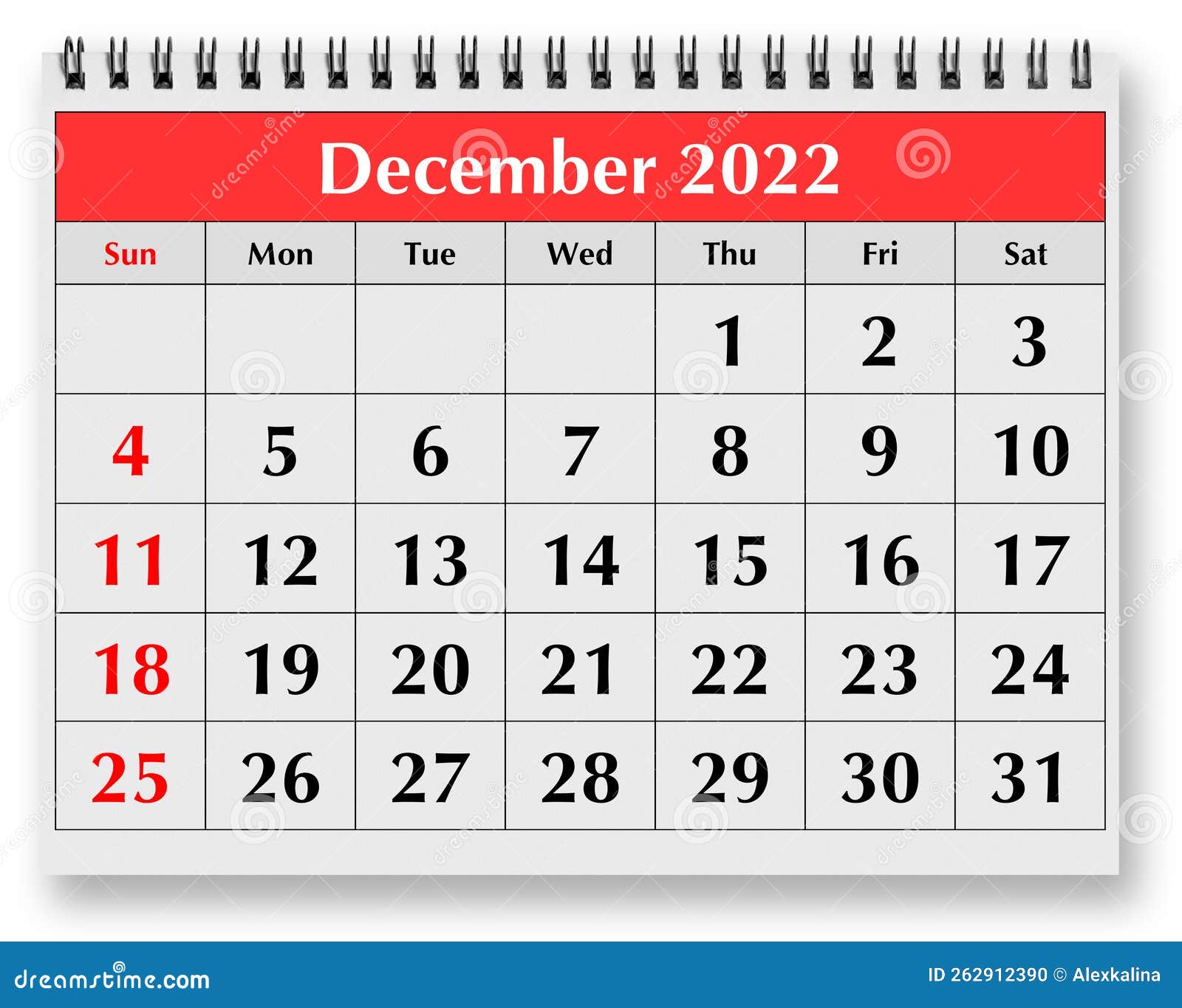 Page of the Annual Monthly Calendar - December 2022 Stock Photo - Image ...