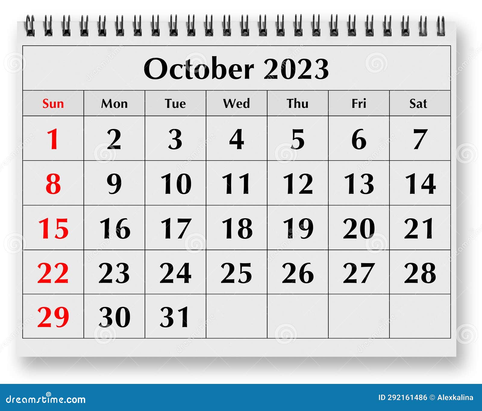 October 2023. Vector Monthly Calendar Template 2023 Year In Simple ...