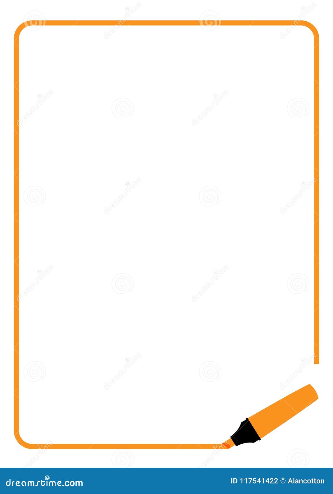 Orange Highlighter Page Border Stock Vector - Illustration of copy ...
