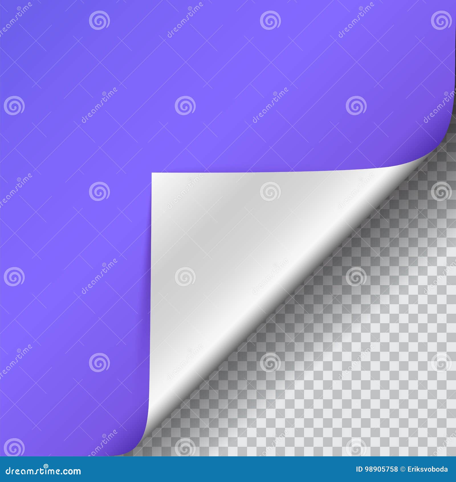 Page Curl with Shadow on Blank Sheet of Paper. Vector Curled Corner of ...
