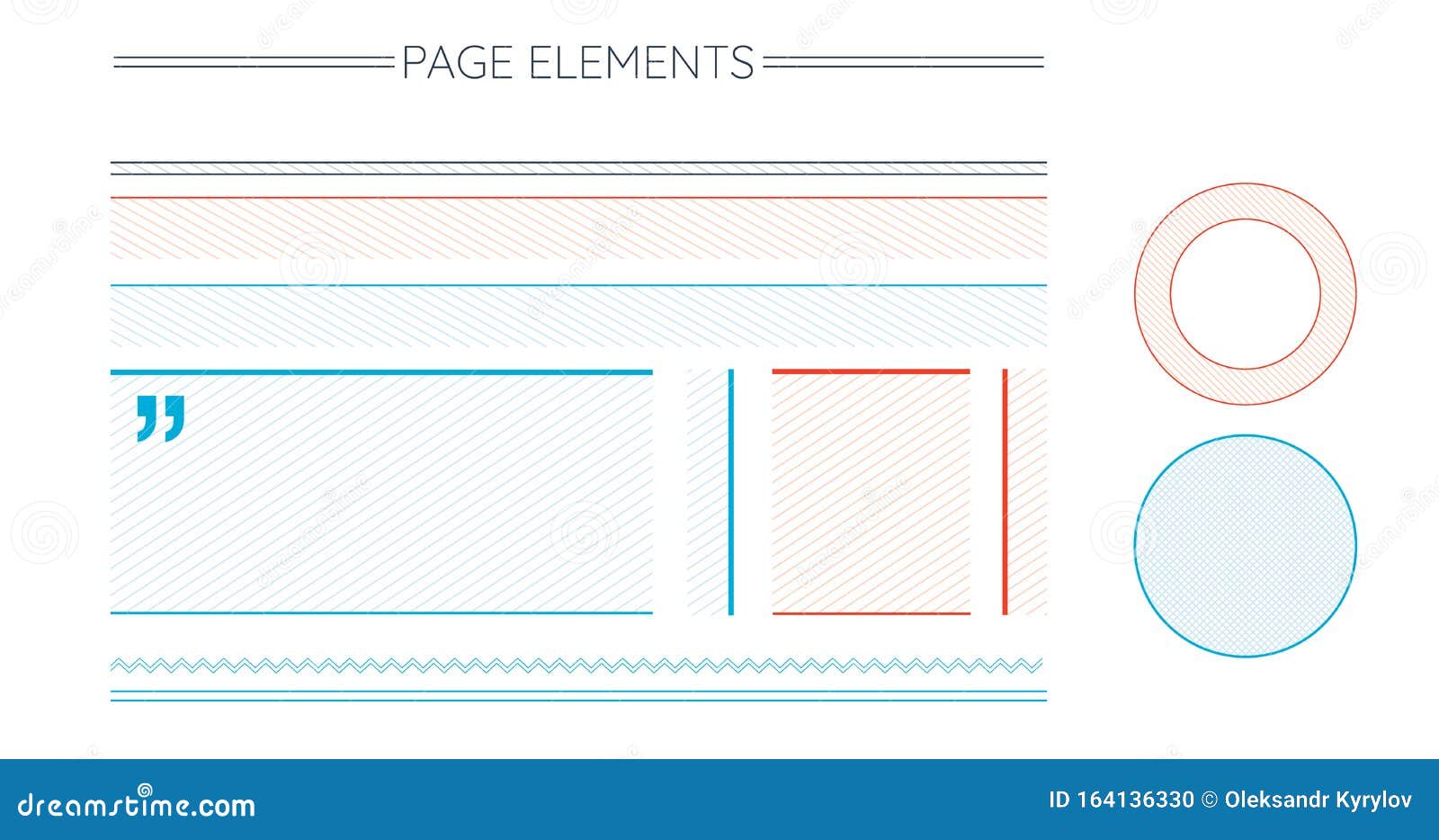 Page Design Elementsset Includes Stripped Blocks, Text Emphasis Circles ...