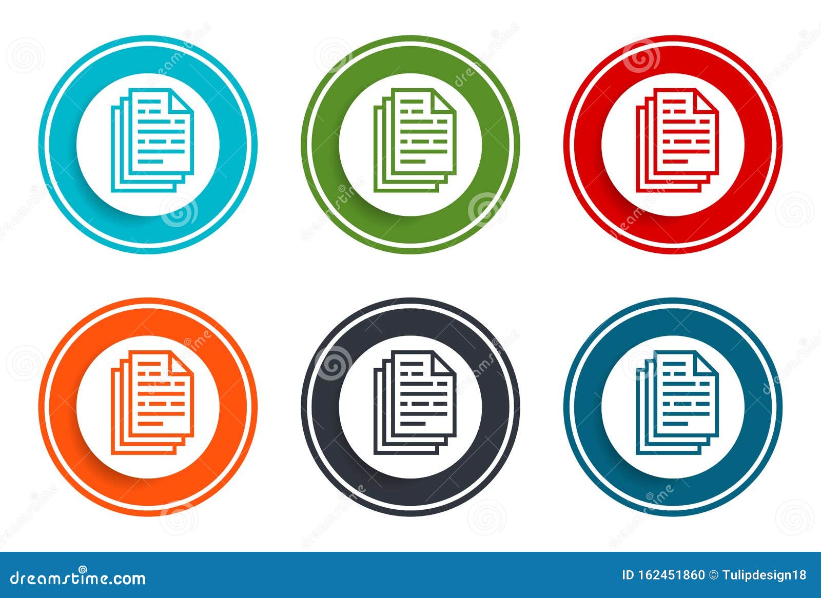 Page Documents Icon Flat Vector Illustration Design Round Buttons ...