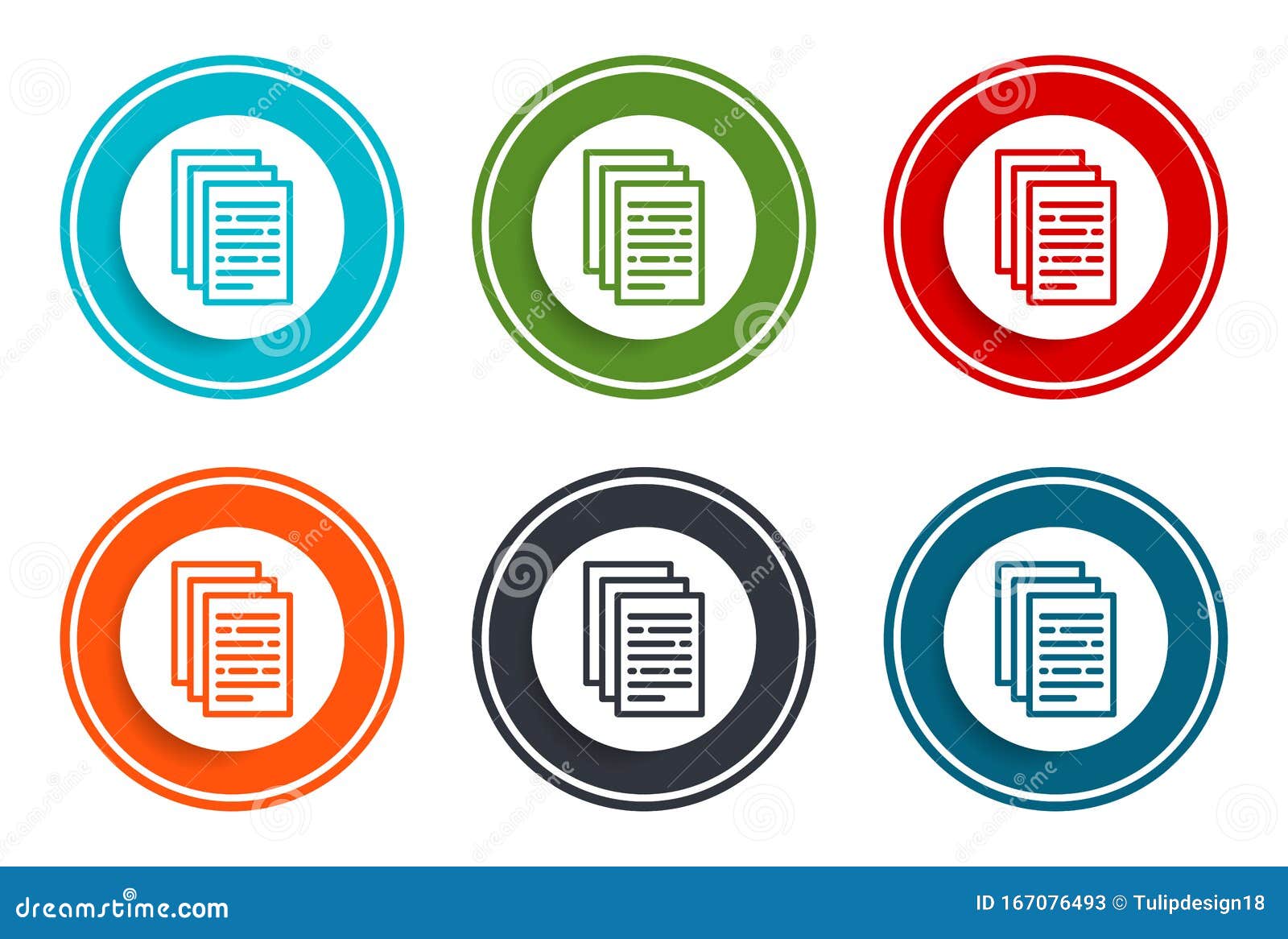 Page Documents Icon Flat Vector Illustration Design Round Buttons ...