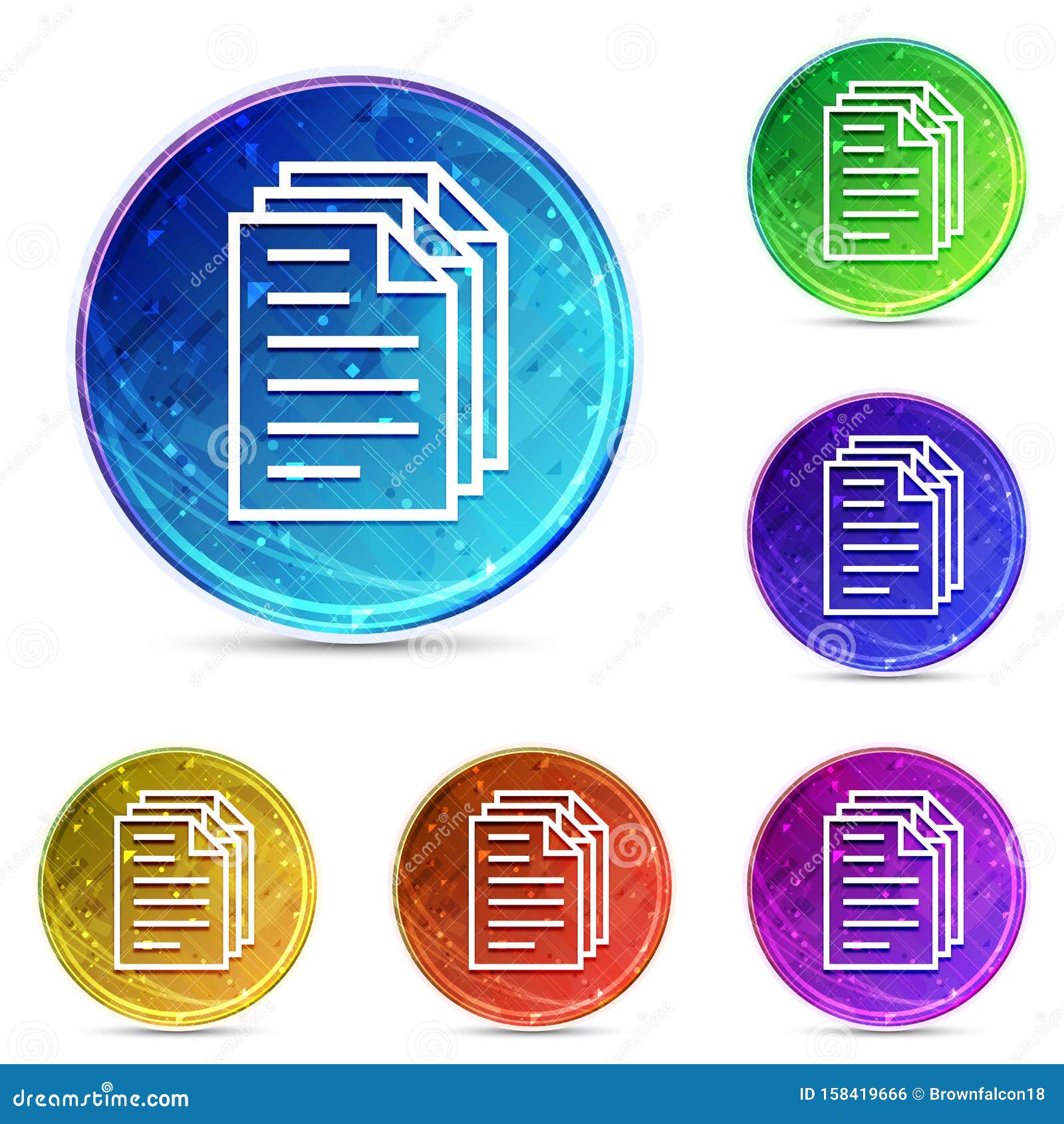 Page Documents Icon Digital Abstract Round Buttons Set Illustration ...