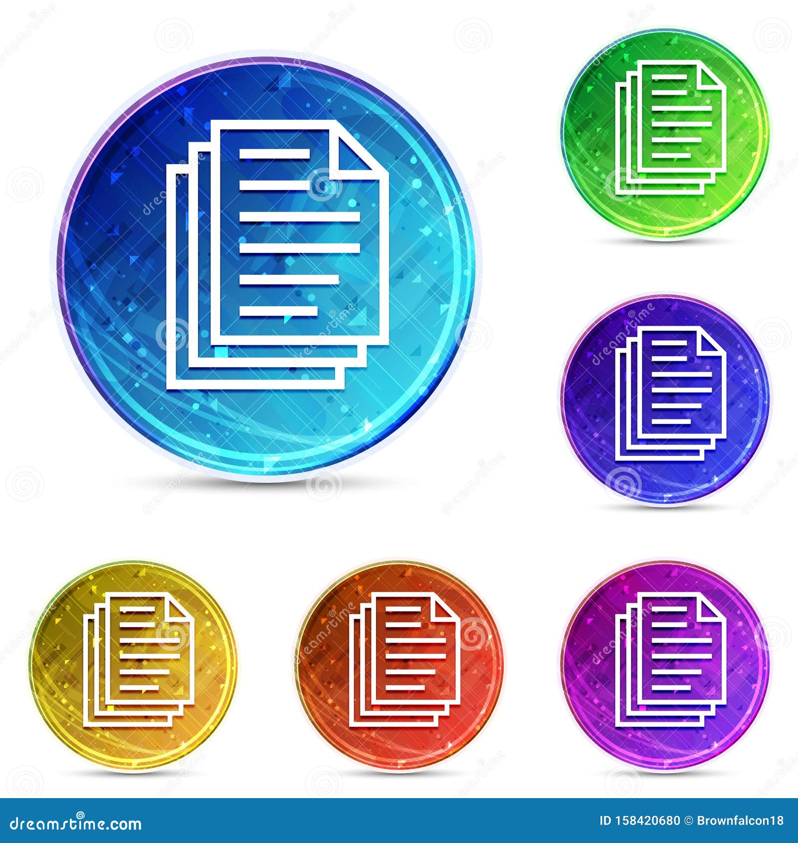 Page Documents Icon Digital Abstract Round Buttons Set Illustration ...