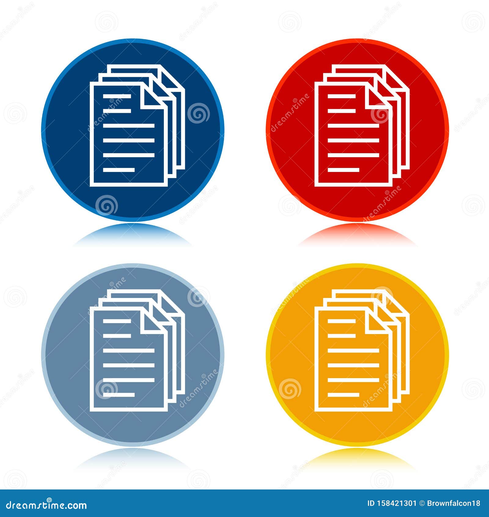 Page Documents Icon Trendy Flat Round Buttons Set Illustration Design ...