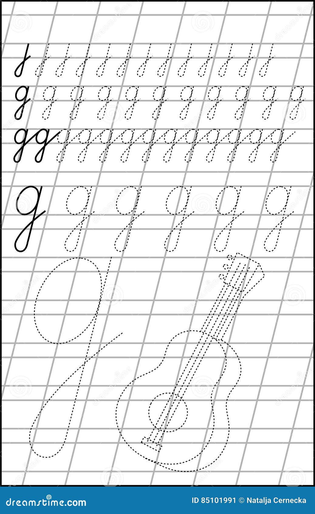 Page with Exercises for Children on a Paper in Line with Letter G ...