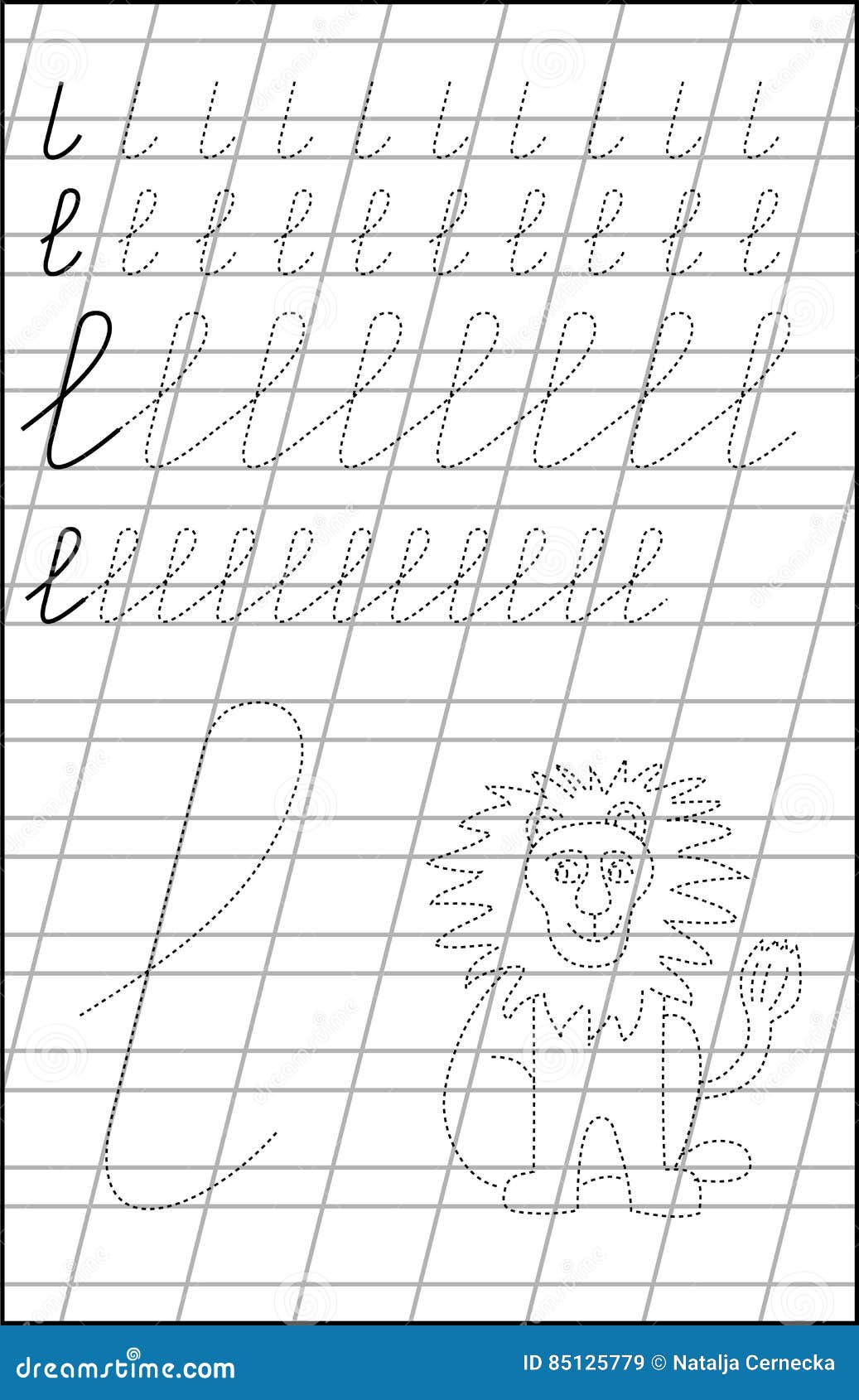 Page with Exercises for Children on a Paper in Line with Letter L ...