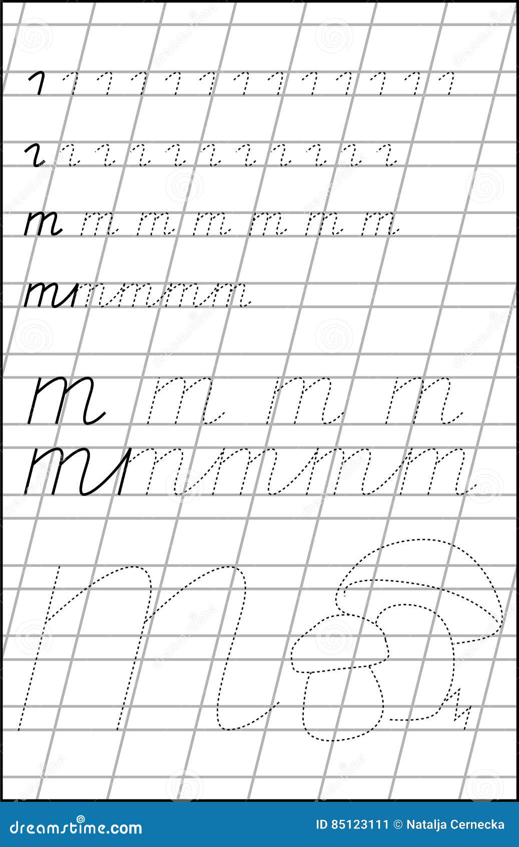 Page with Exercises for Children on a Paper in Line with Letter M ...
