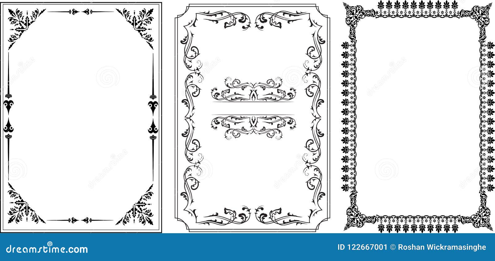 Page Frames with Art Borders Stock Vector - Illustration of decorative ...