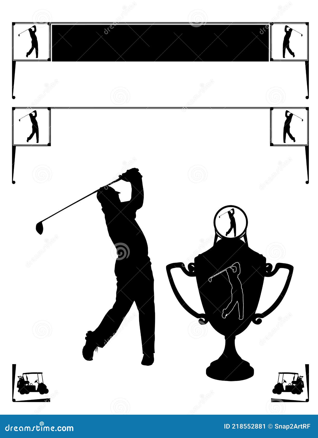 Page Header Frame Corners Silhouette Isolation Golf Stock Vector ...