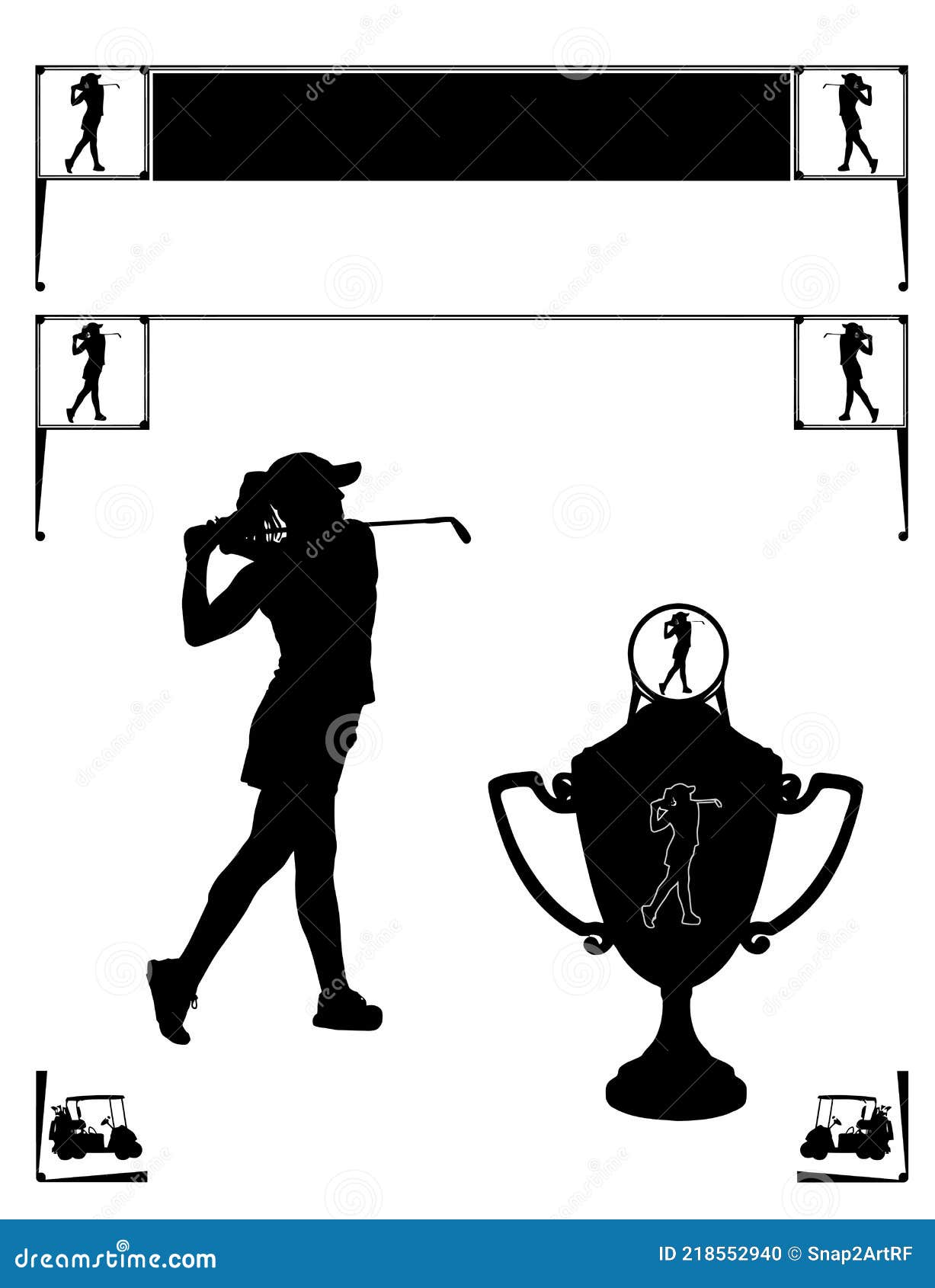 Page Header Frame Corners Silhouette Isolation Golf Stock Vector ...