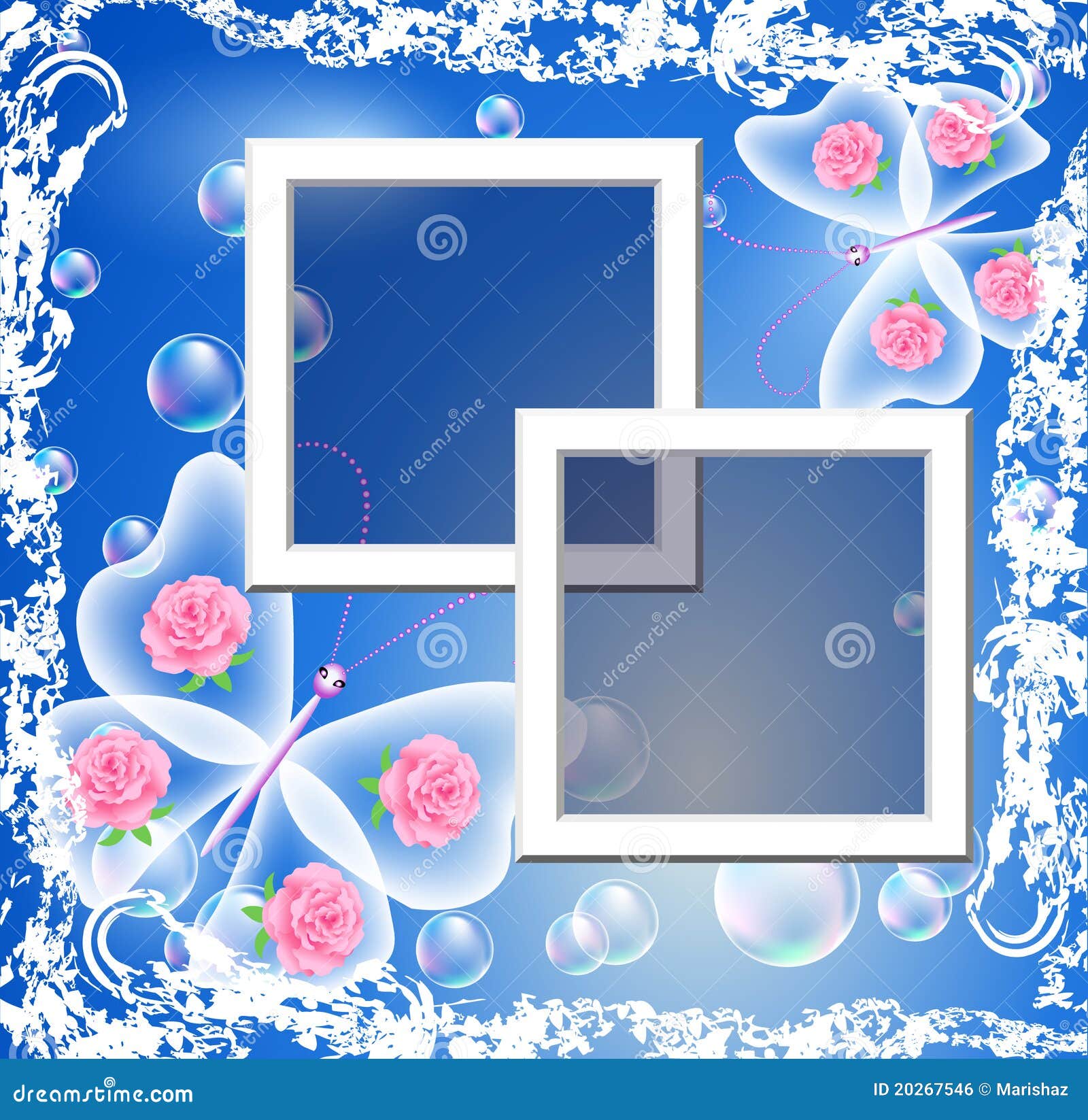 Page Layout Photo Frame with Butterflies Stock Vector - Illustration of ...