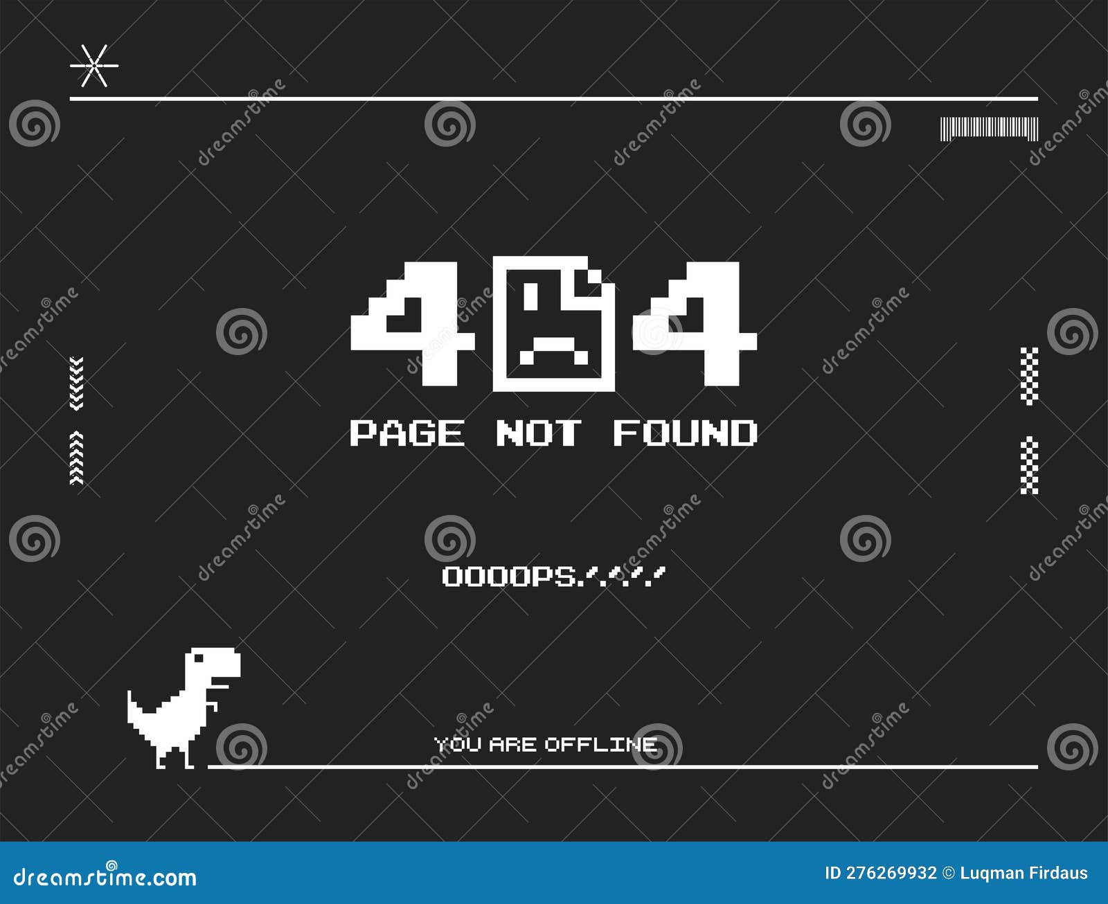 Page Not Found Text Computer Dino Offline Vector Illustration Clip Art ...
