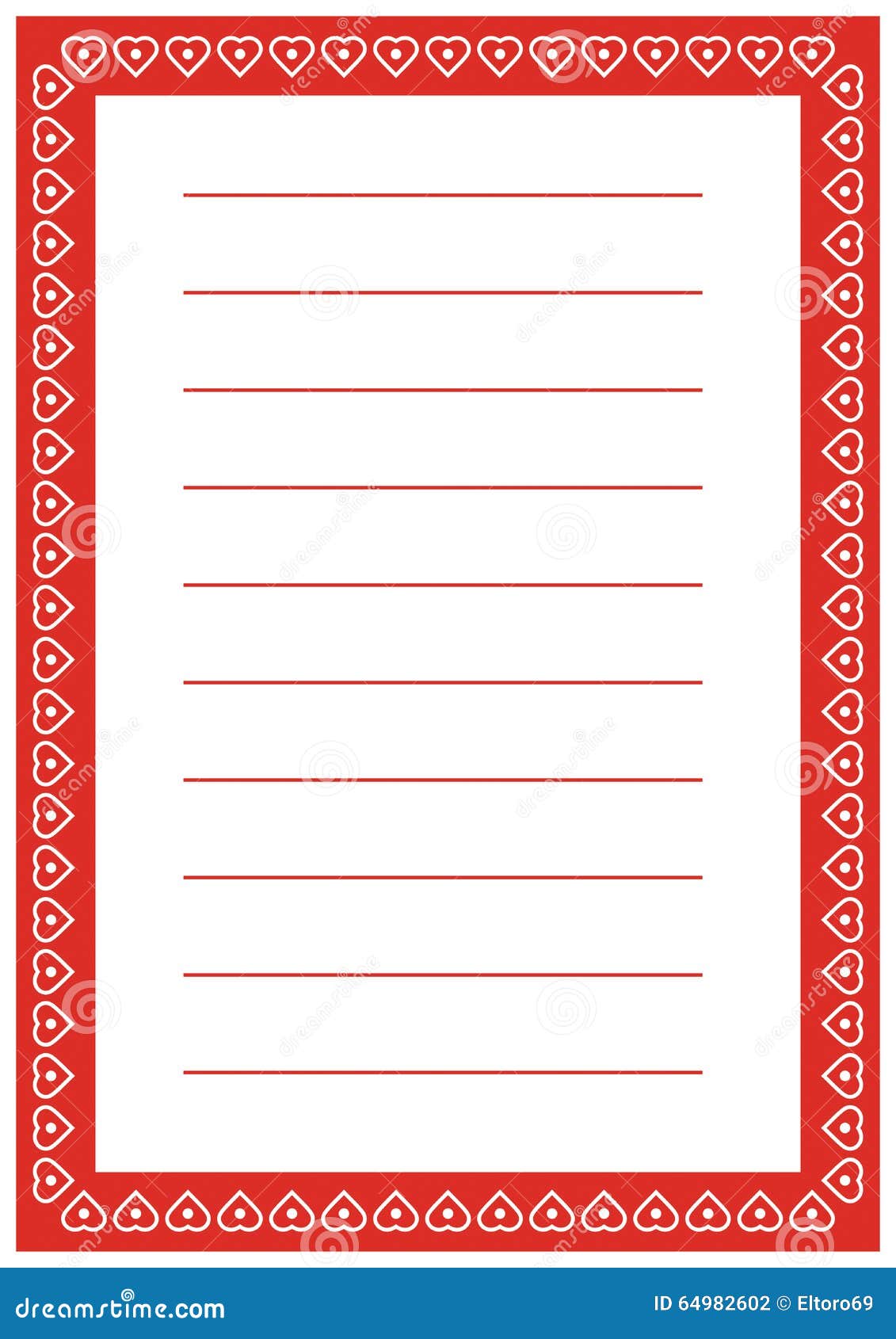 A Page of Notepad. Frame with Heart Pattern. Stock Vector ...