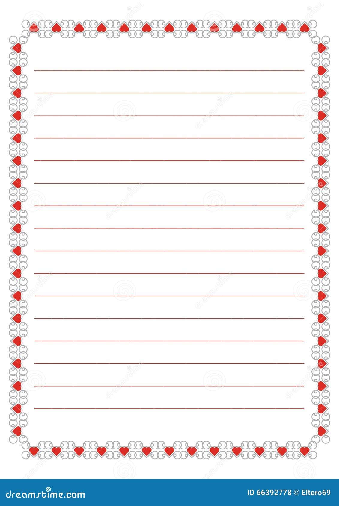 A Page of Notepad. Frame with Heart Pattern. Stock Vector ...