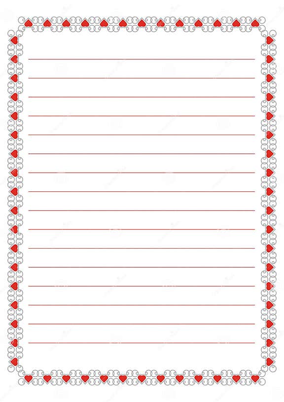A Page of Notepad. Frame with Heart Pattern. Stock Vector ...