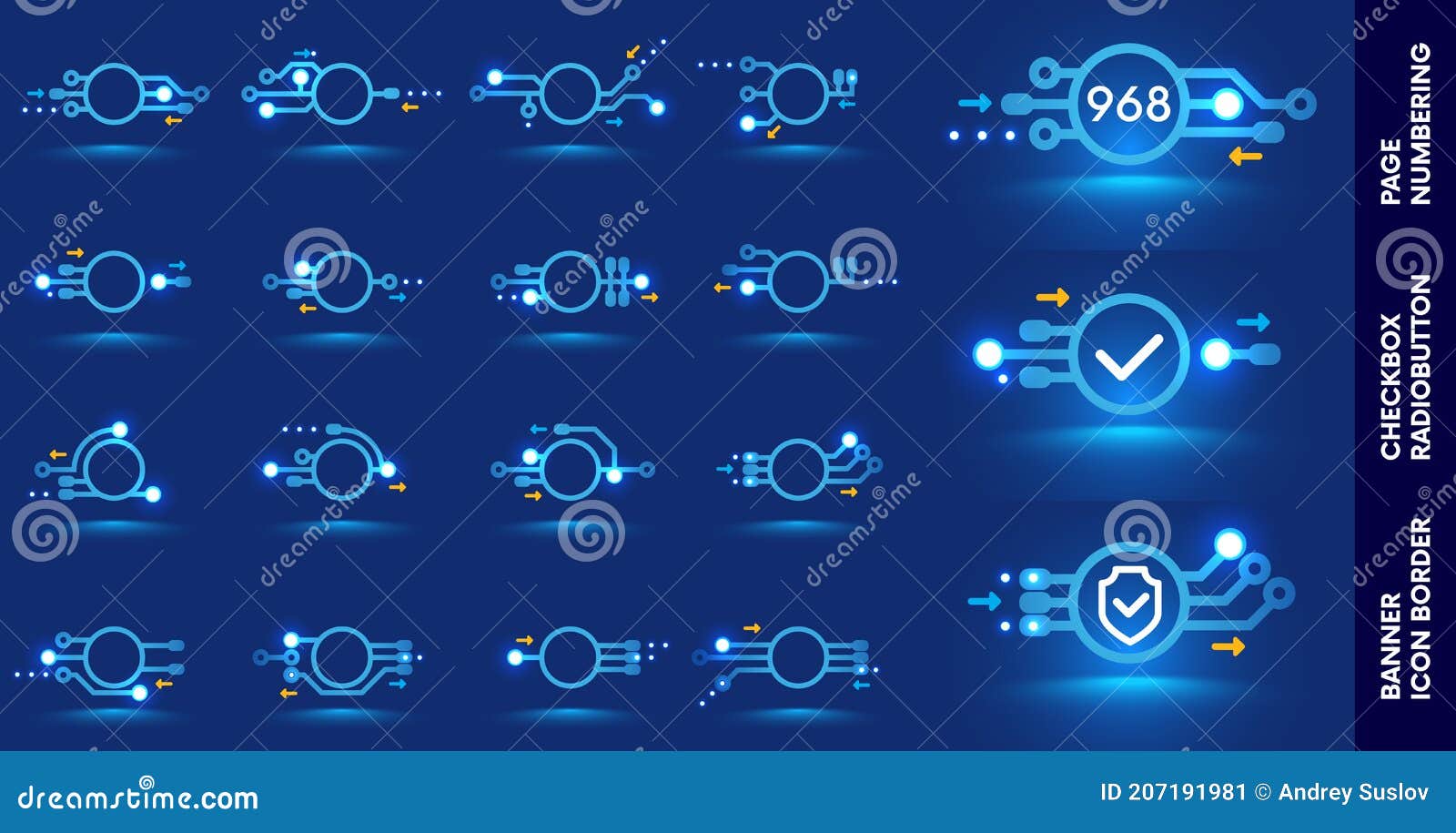 Round Design Elements in Electronic Technology Style. Page Number ...