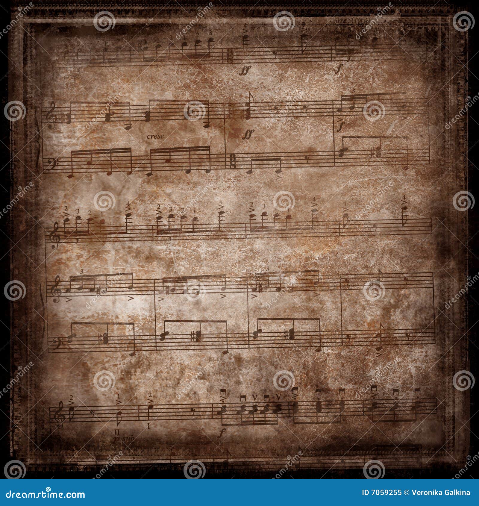 Page of old sheet music stock illustration. Illustration of mottled ...