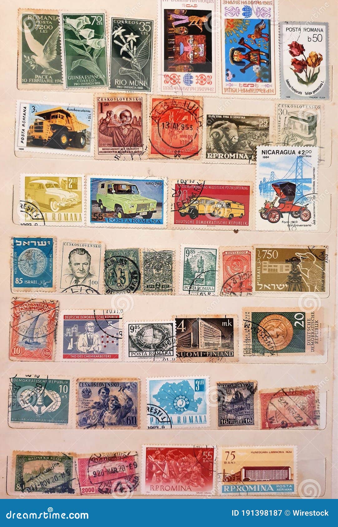 Page from a Philatelic Catalog with Many Old Stamps Editorial ...