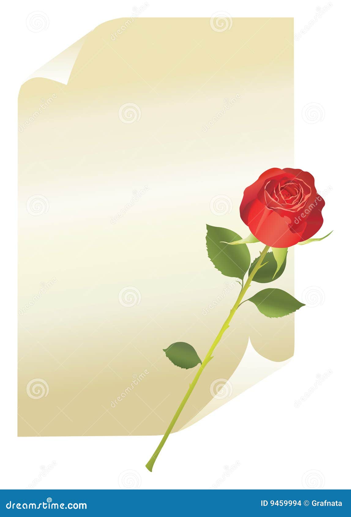 Page with red rose stock vector. Illustration of romantic - 9459994