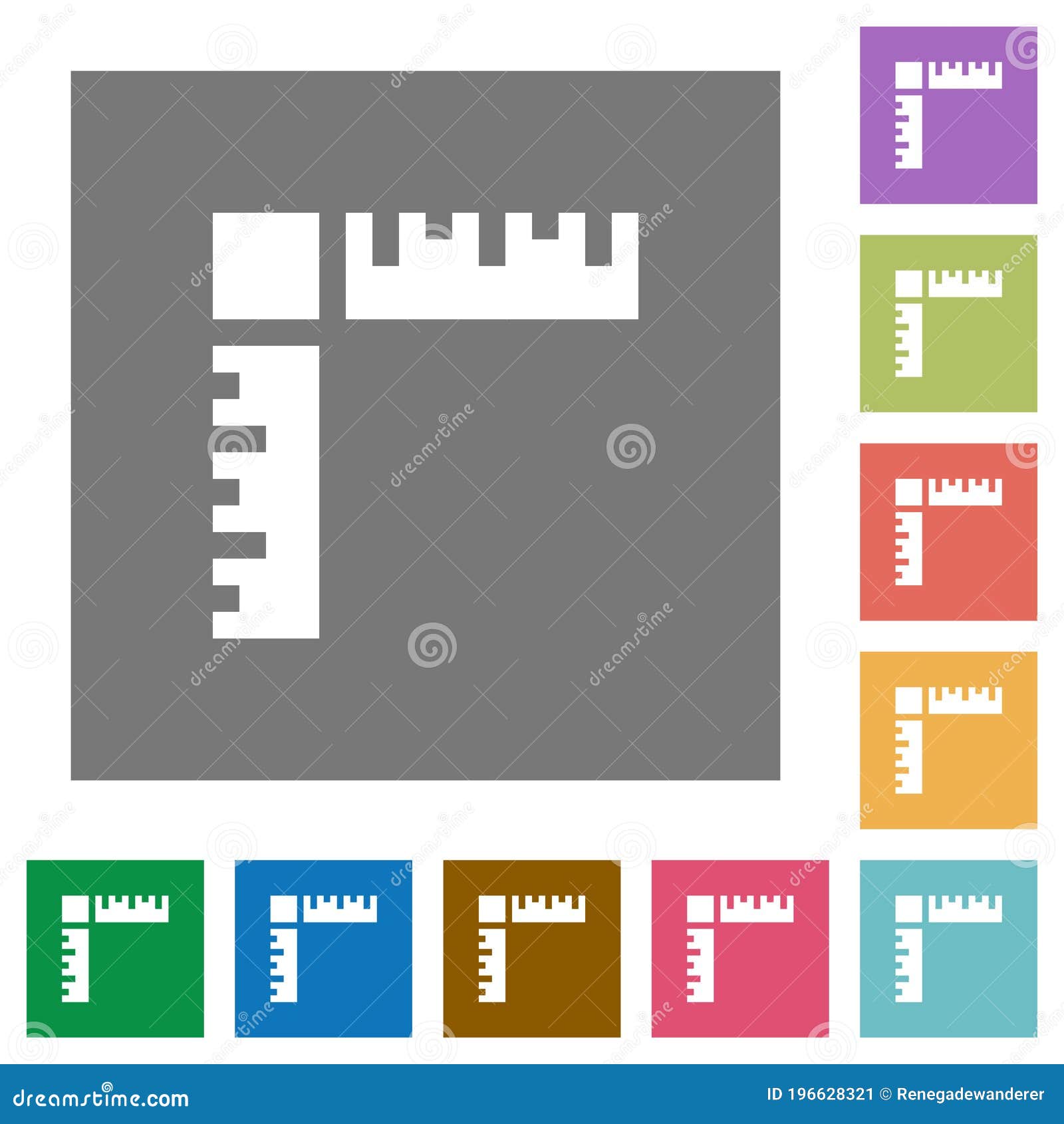 Page Rulers Square Flat Icons Stock Vector - Illustration of ...