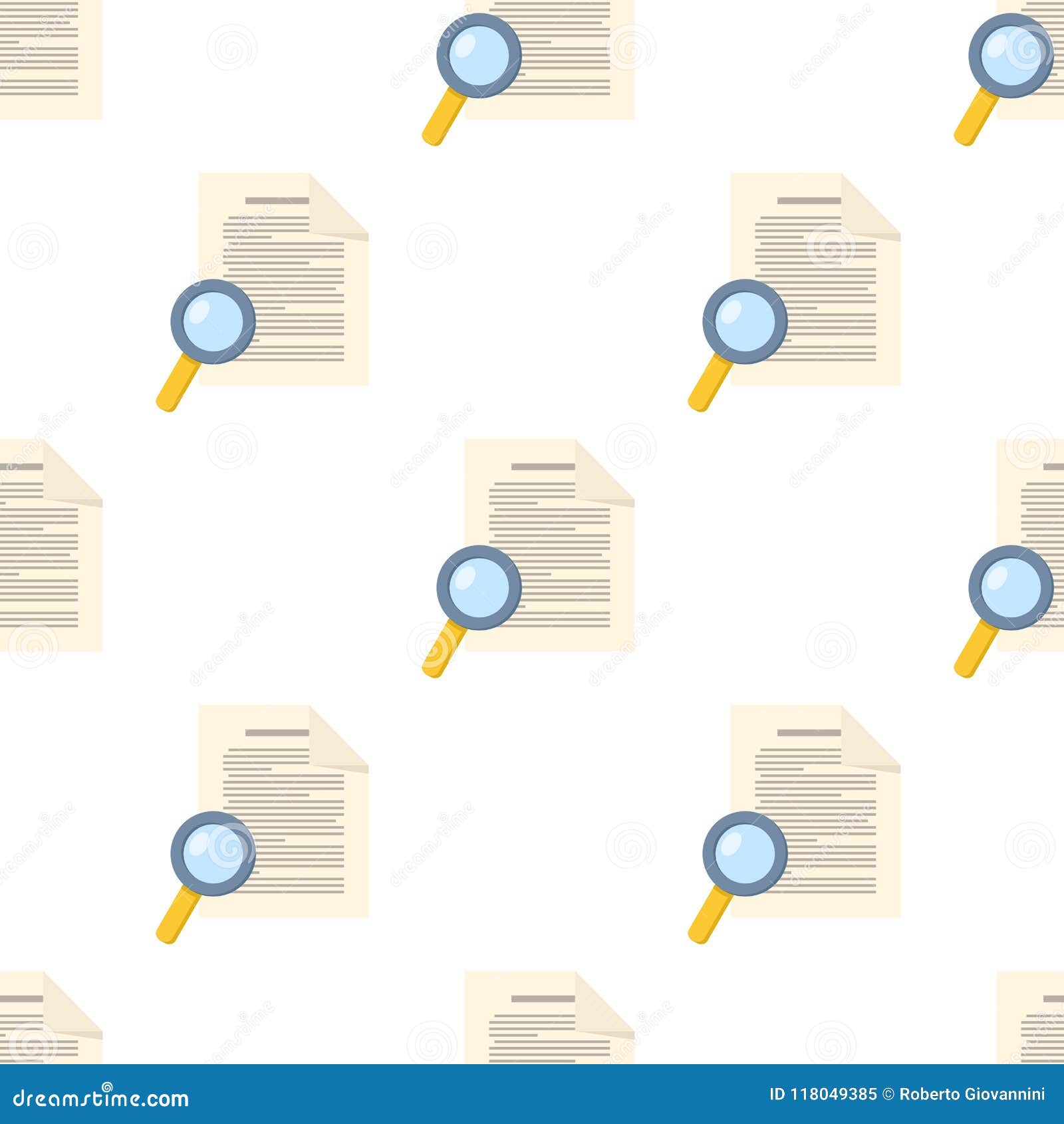 Page Sheet and Magnifying Glass Seamless Stock Vector - Illustration of ...