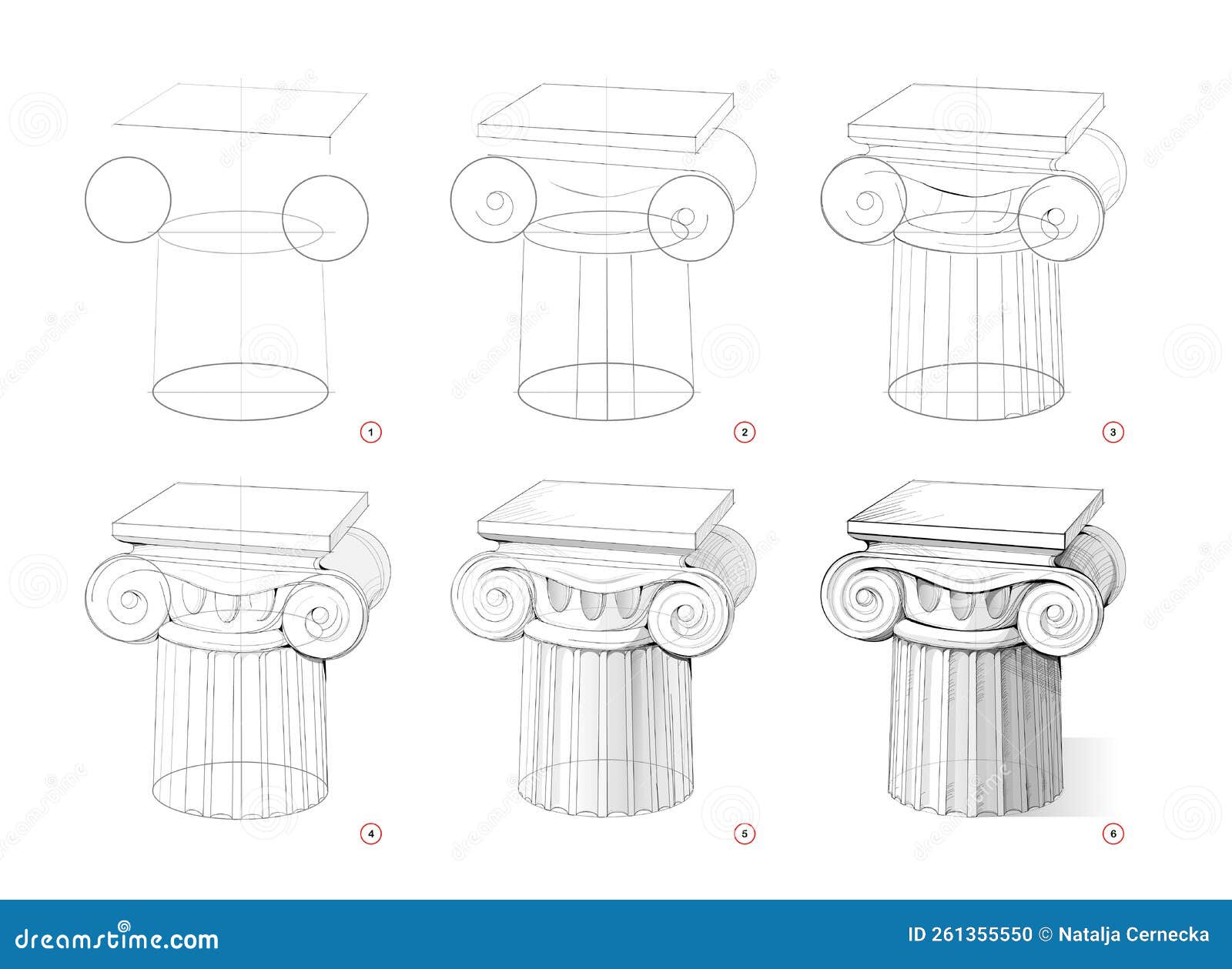 Page Shows How To Learn To Draw Sketch Of Antique Ancient Greek Ionic ... Page Shows How To Learn To Draw Sketch Of Antique Ancient Greek Ionic ...