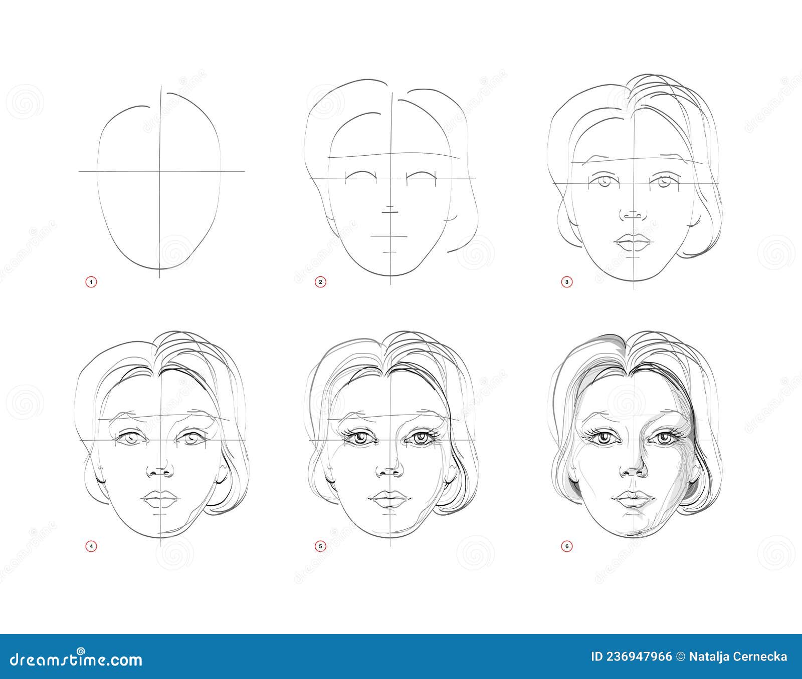 Page Shows How To Learn To Draw Sketch Of Woman Face. Creation Step By ... Page Shows How To Learn To Draw Sketch Of Woman Face. Creation Step By ...