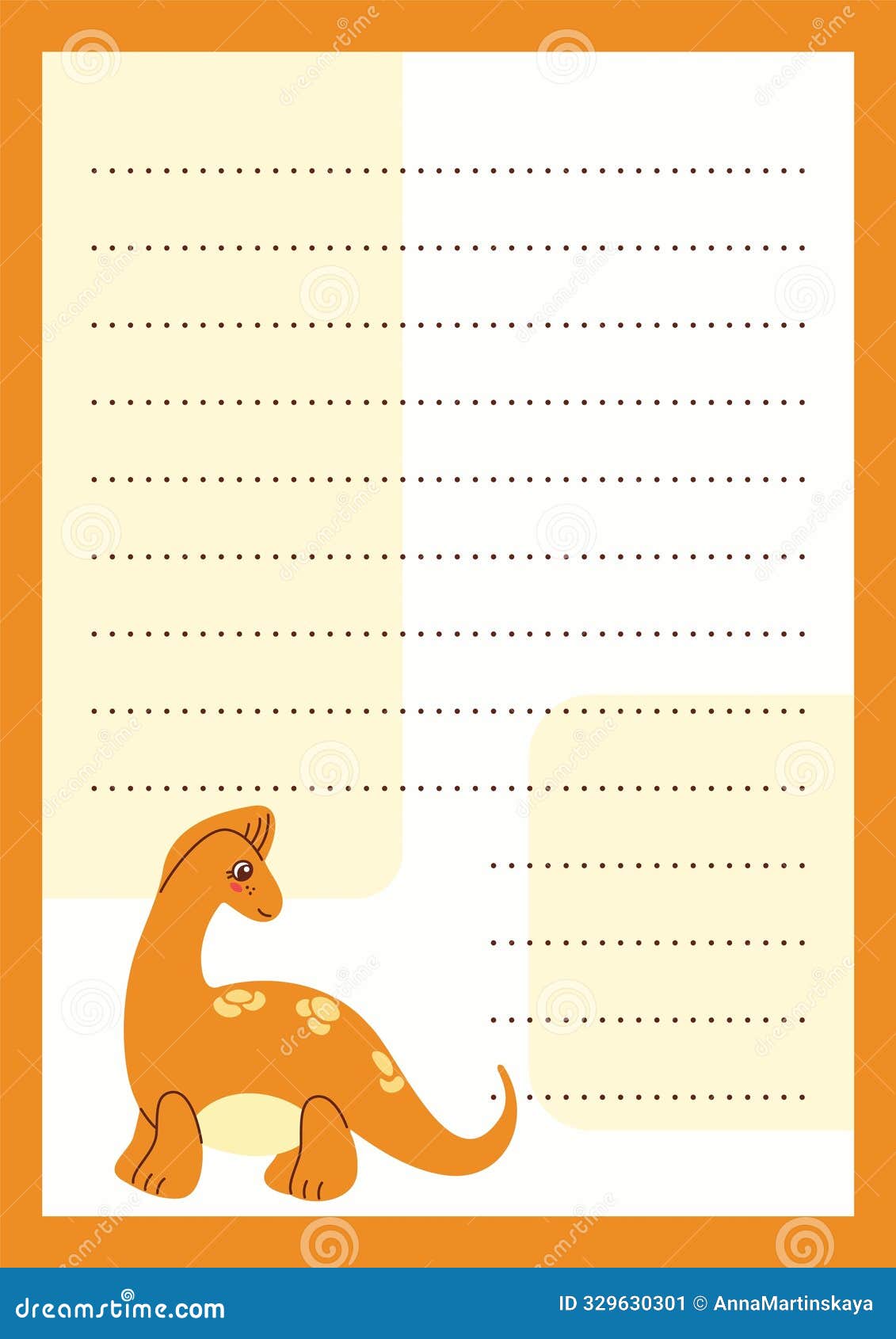 Page Vertical Template of daily Planner Design with Cute Dinosaur. for ...