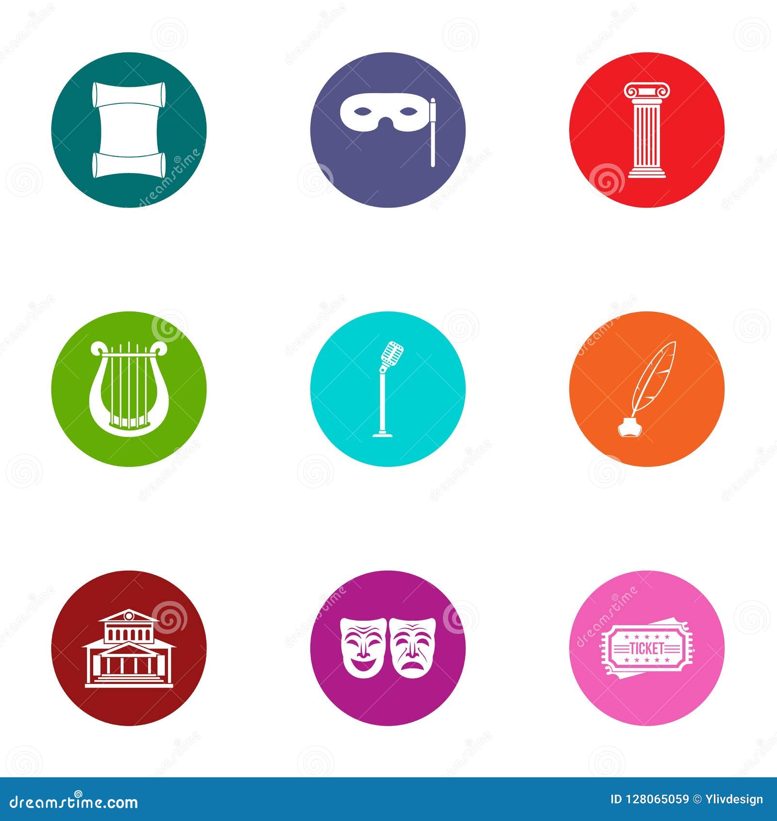 Pageant Icons Set, Flat Style Stock Vector - Illustration of fabric ...