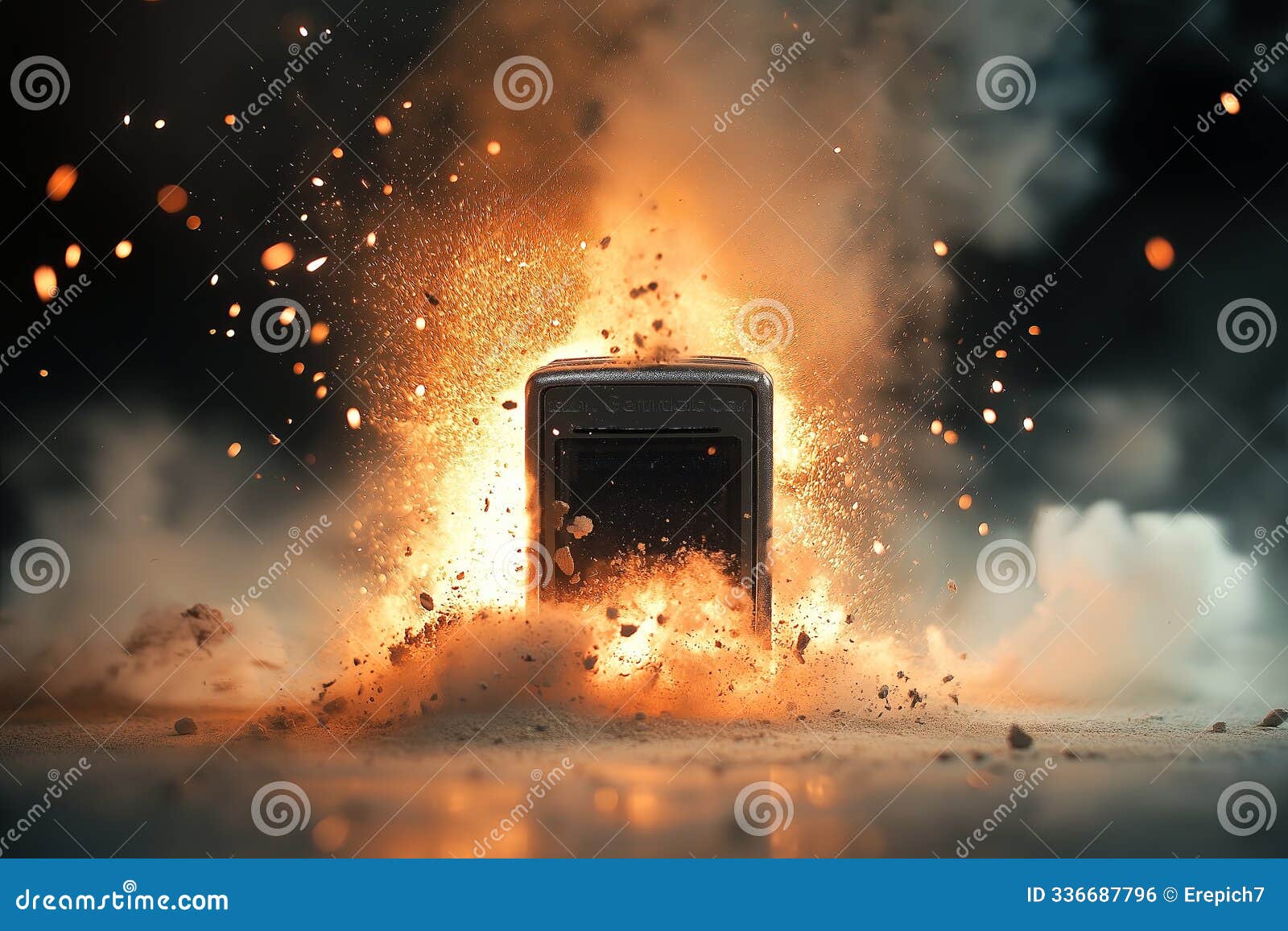 Pager battery explosion stock photo. Image of smoke - 336687796