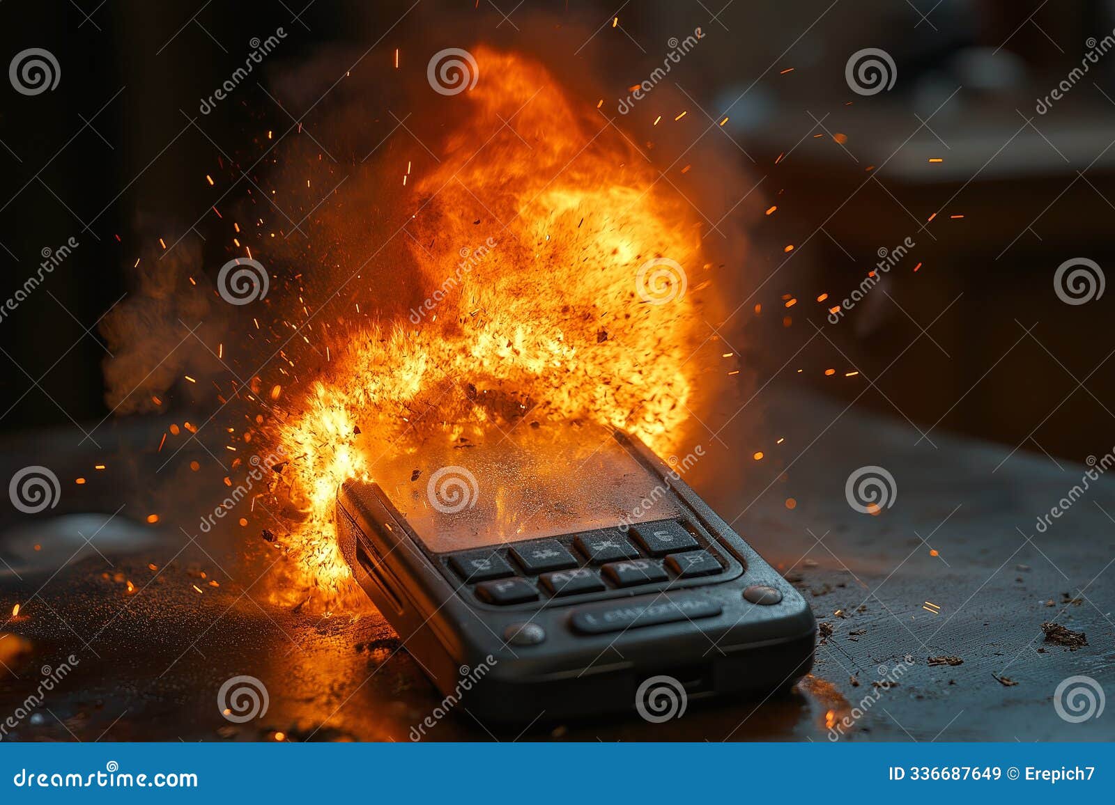 Pager battery explosion stock image. Image of device - 336687649