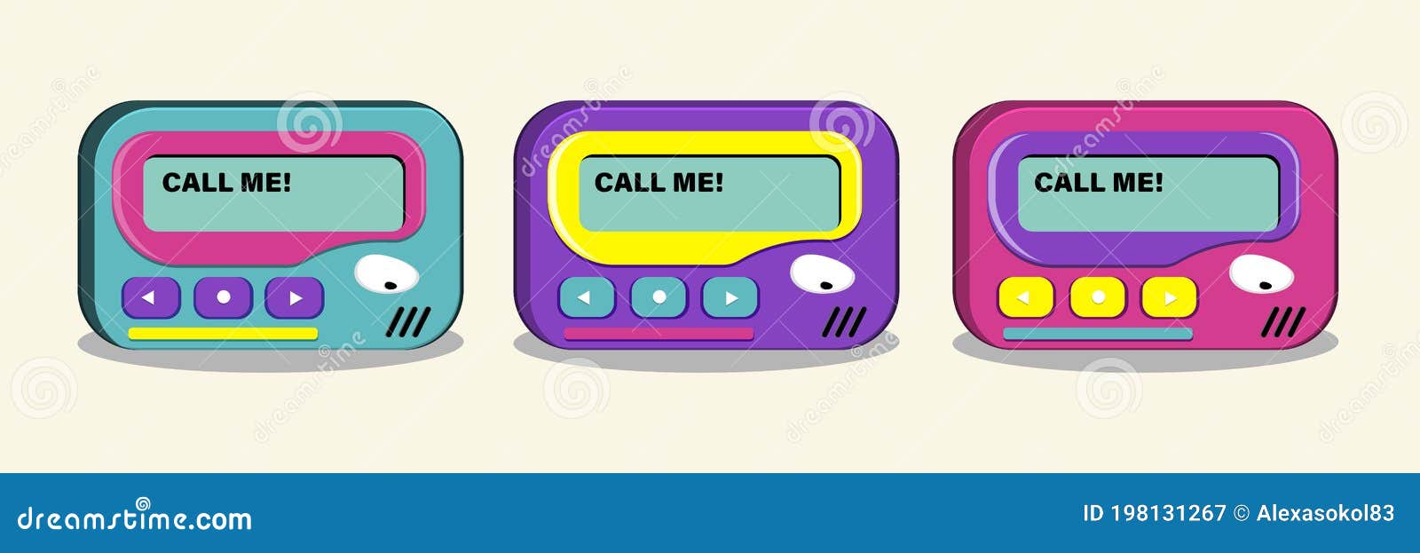 Pager. Vintage 1990s Electronics Messenger Stock Vector - Illustration ...