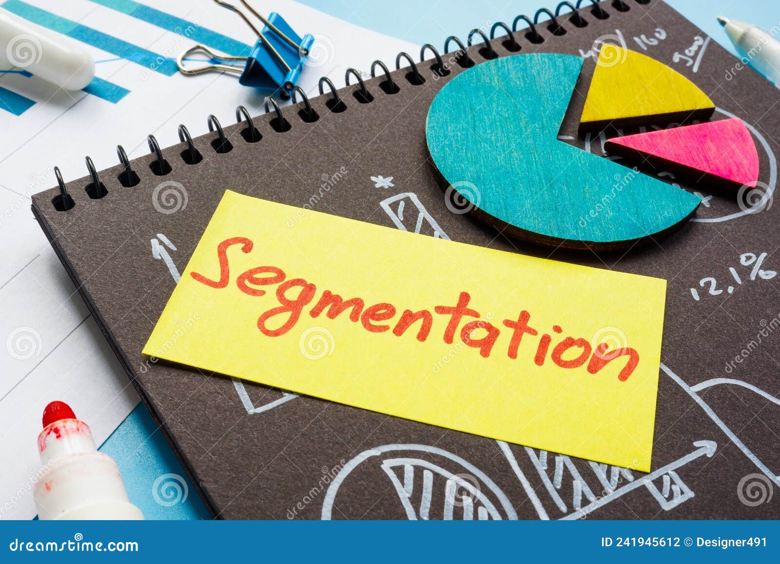 Papers with Charts and Graphs and Segmentation Memo on it. Stock Photo ...