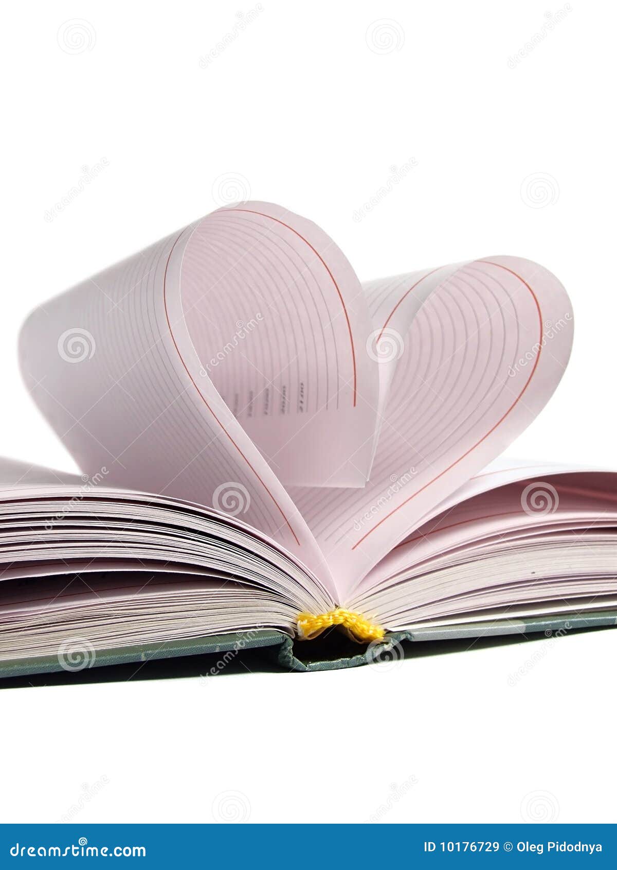 Pages of Diary Curved into Heart Stock Image - Image of lilac ...