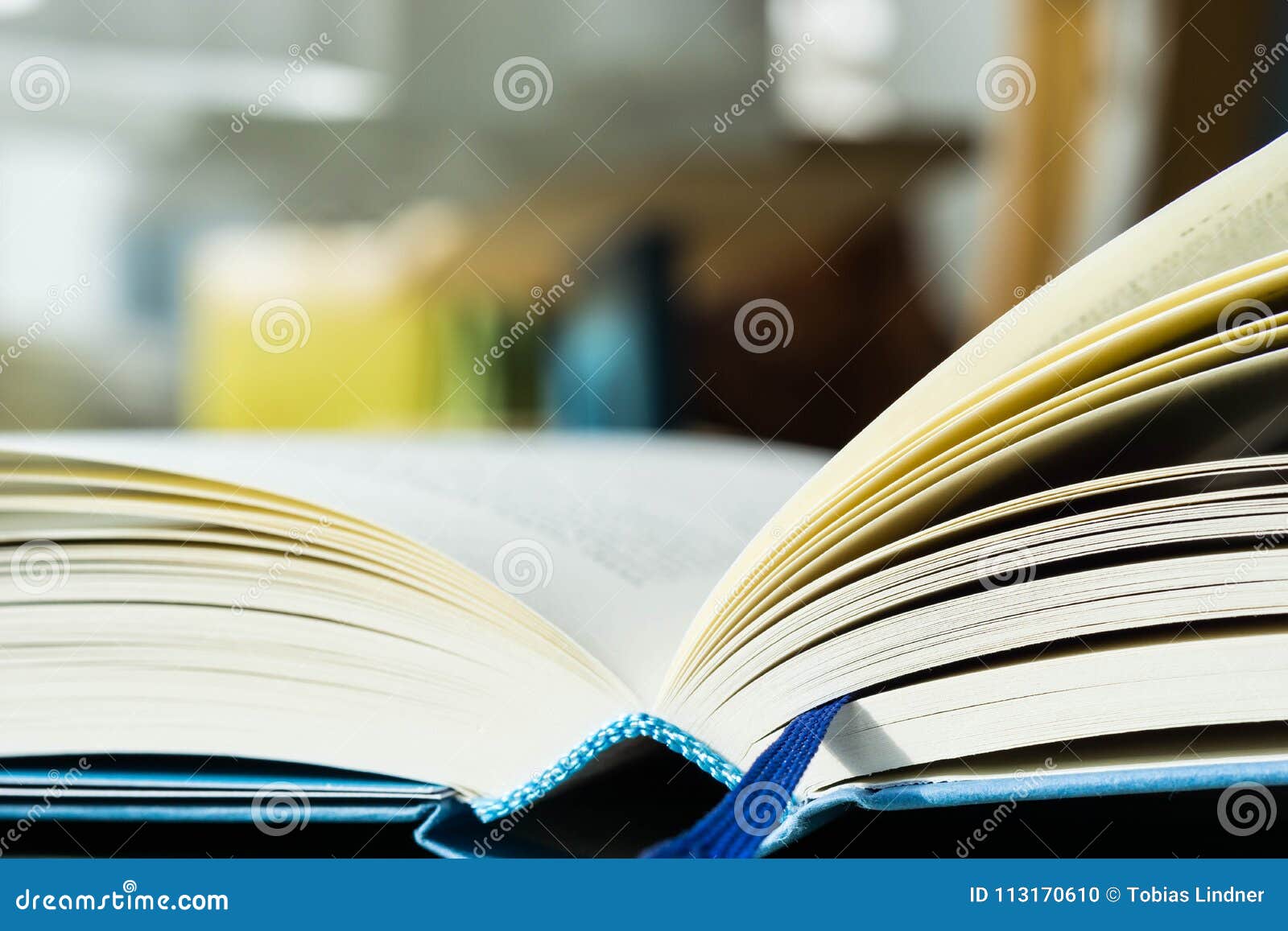 Open book in a library stock photo. Image of open, bookmark - 113170610