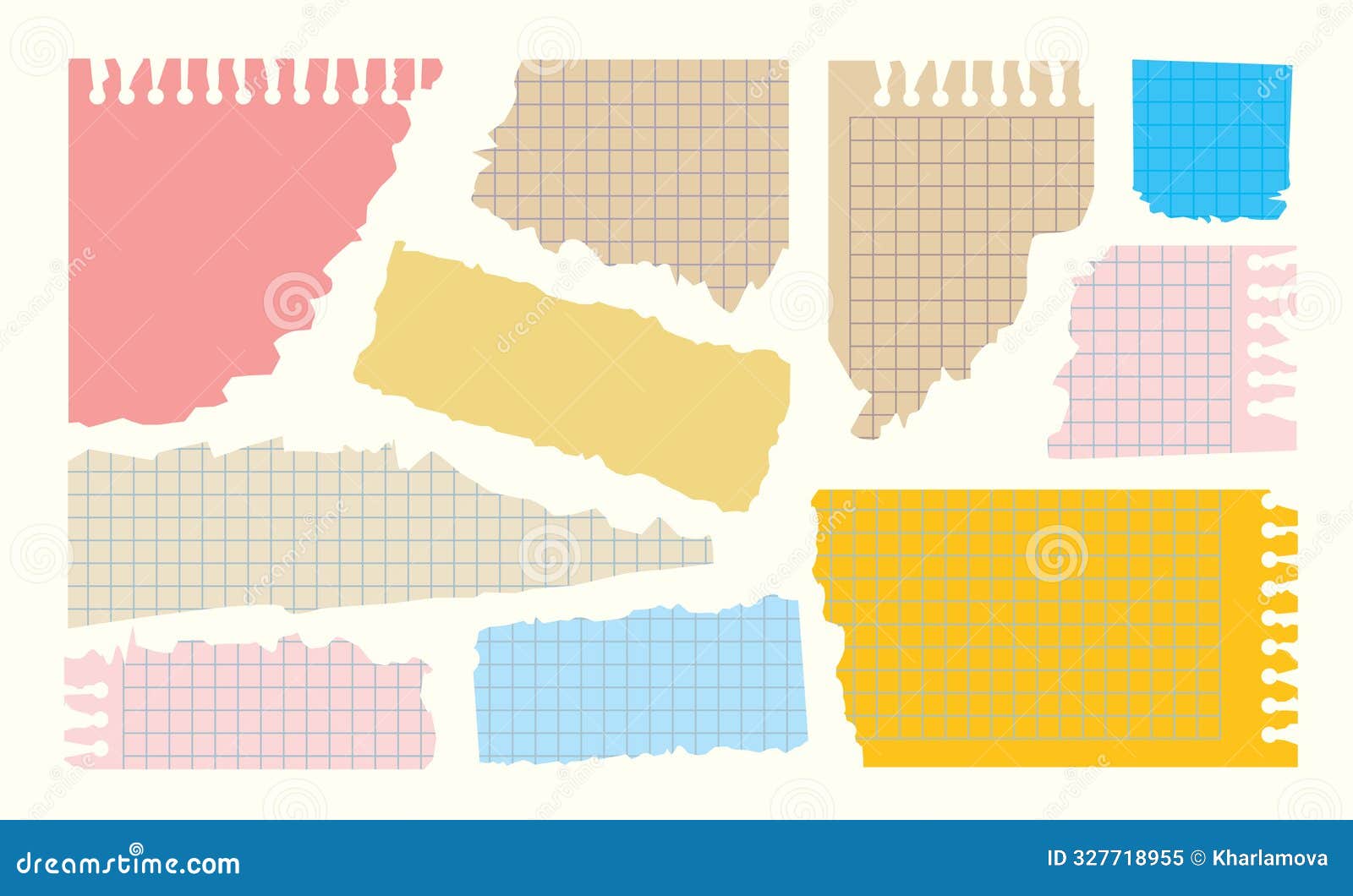 Pages Torn Out of a Notebook. Isolated on White Background. Vector ...