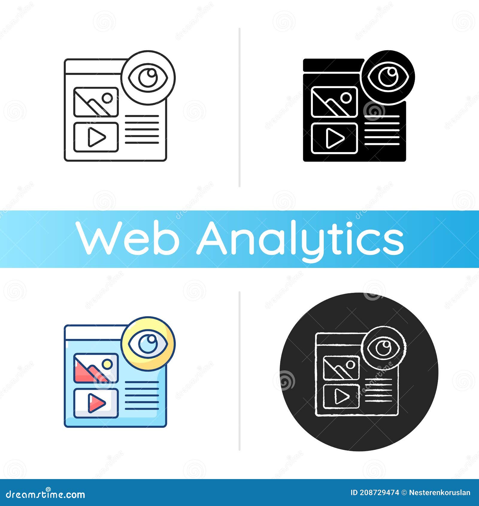 Pageviews. Concept With Keyword, People And Icons. Flat Vector ...