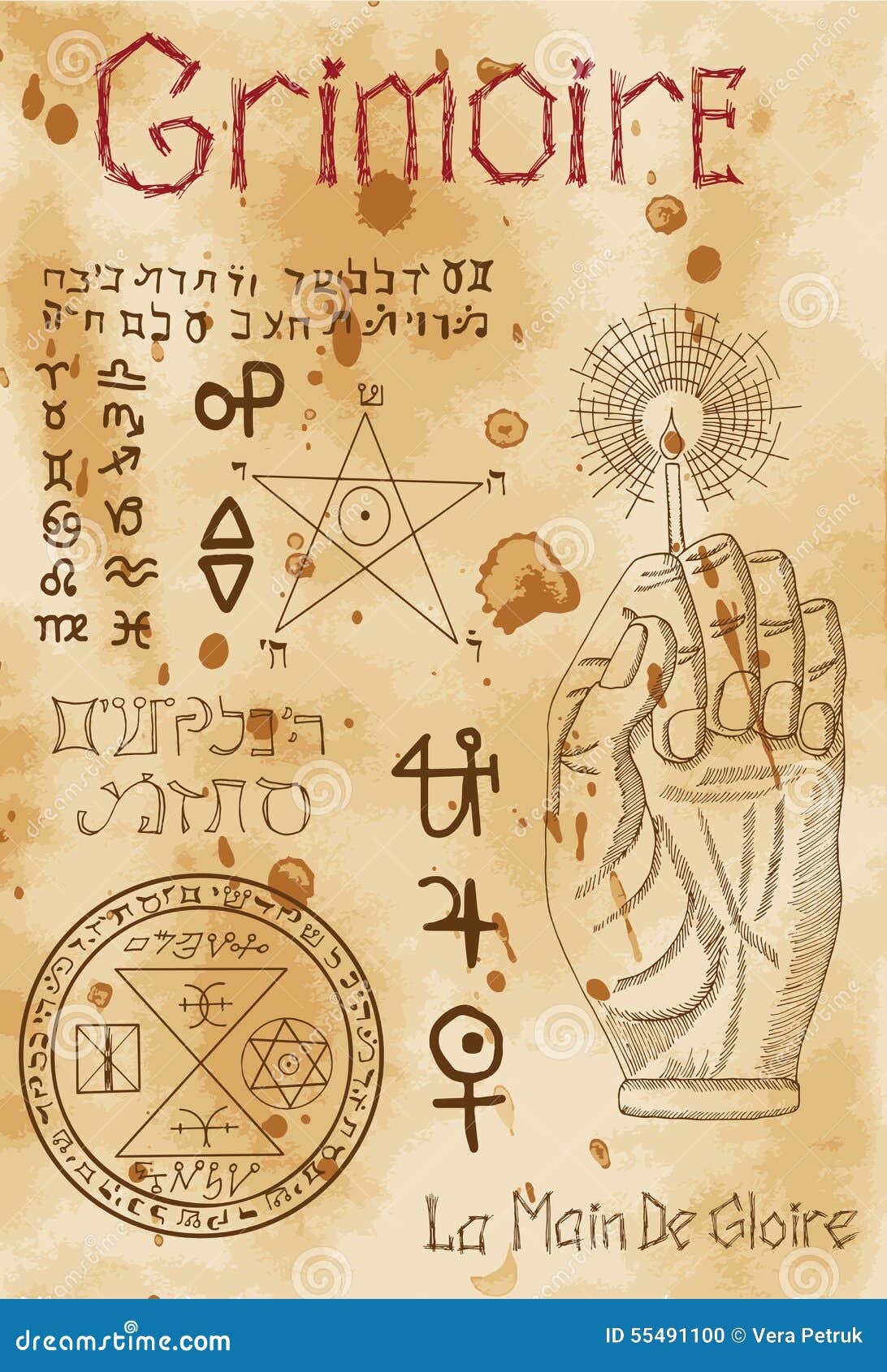 Pagina Dal Libro Grimoire Di Magia Nera Illustrazione Vettoriale ...