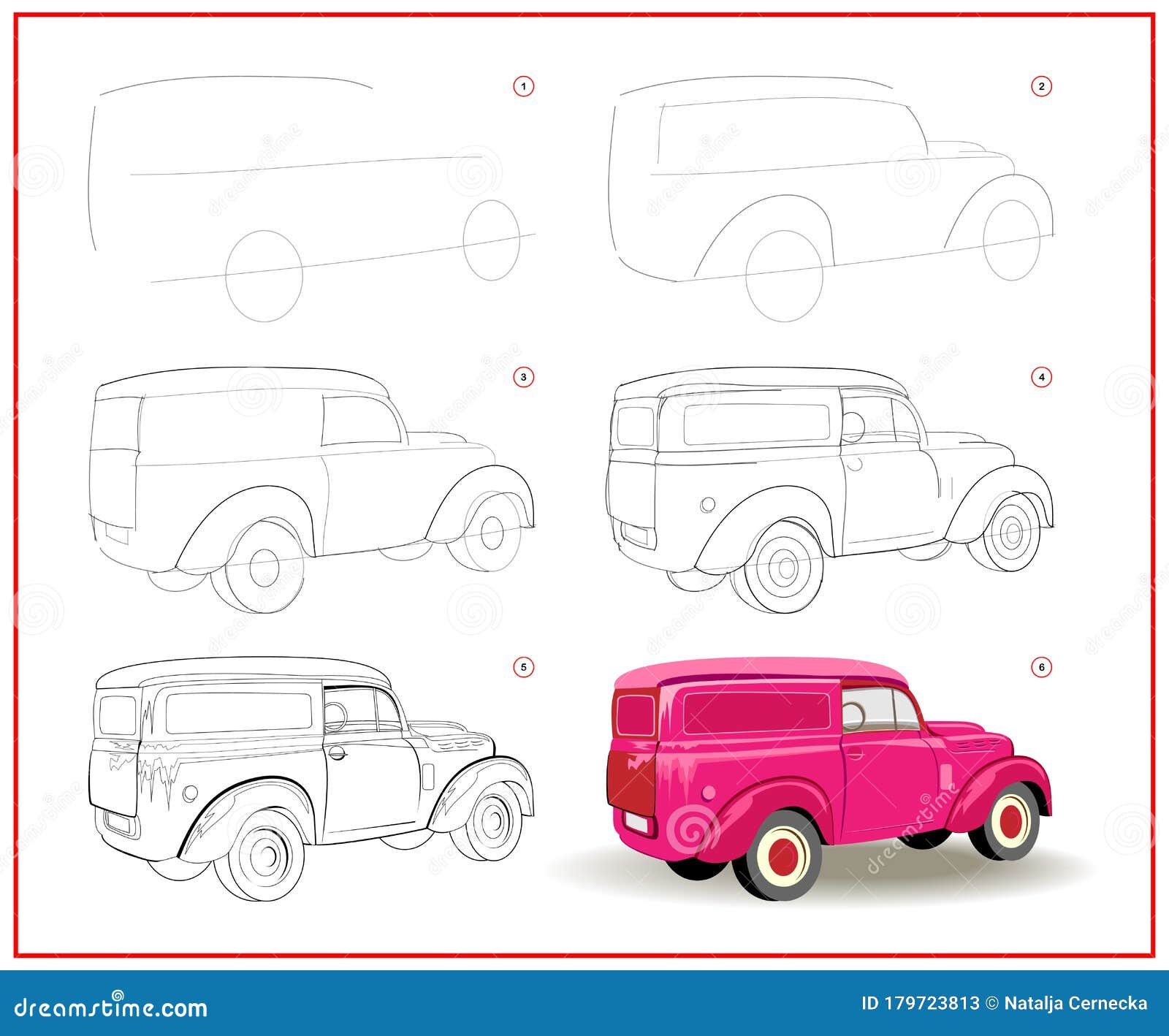 Pagina Toont Hoe Je Stapsgewijs Een Leuke Retro Auto Kunt Leren Tekenen ... Pagina Toont Hoe Je Stapsgewijs Een Leuke Retro Auto Kunt Leren Tekenen ...