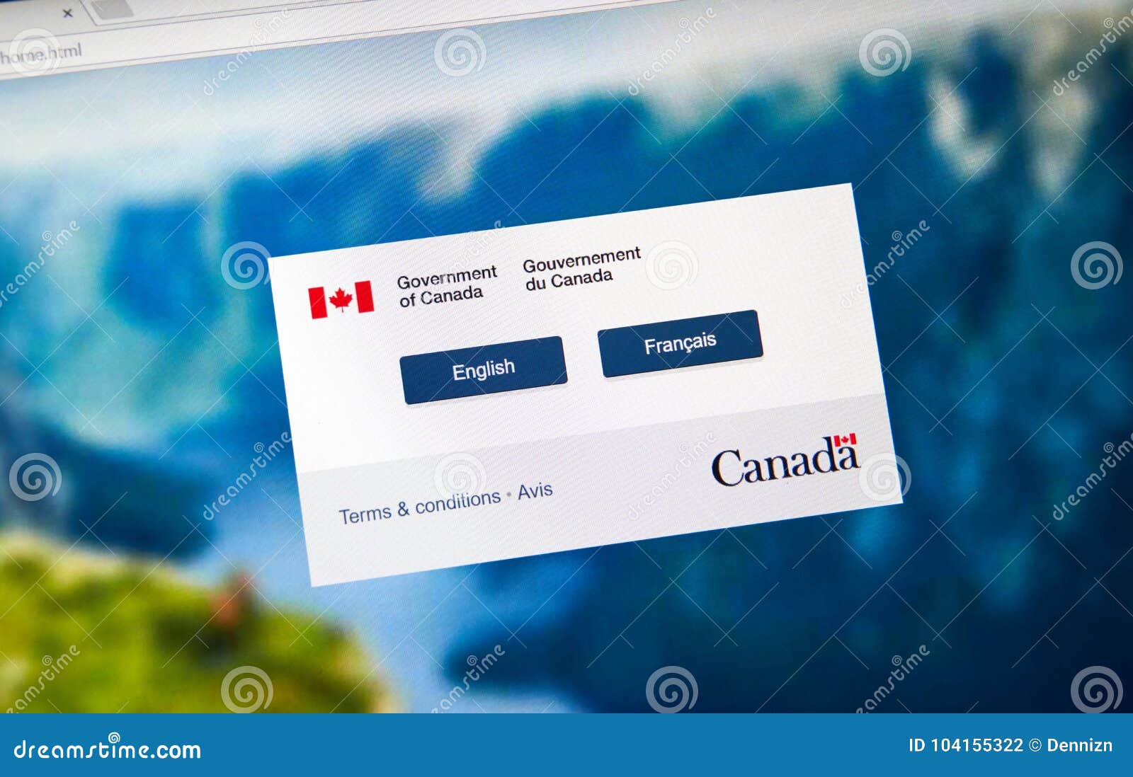 Pagina Web Ufficiale Del Governo Canadese Fotografia Editoriale ...