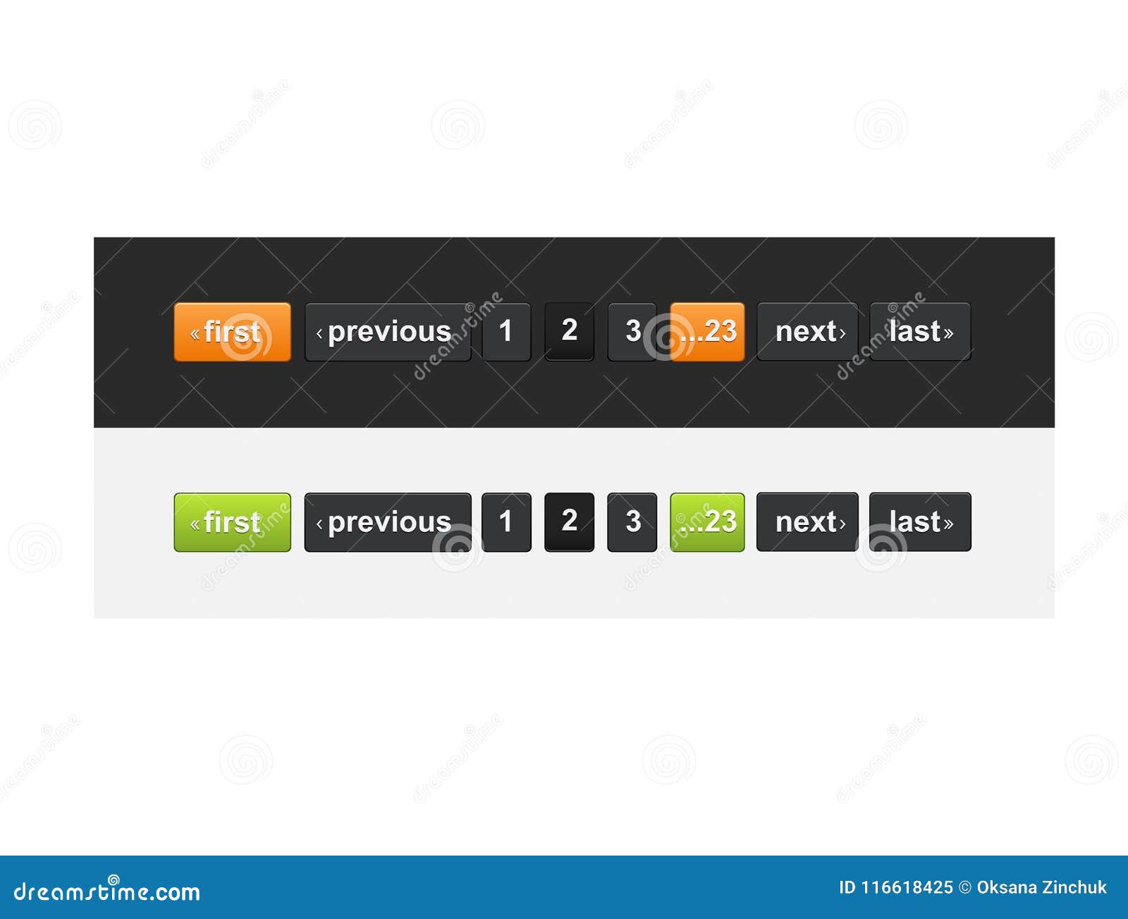 Pagination Bars. Color Green and Orange Stock Vector - Illustration of ...
