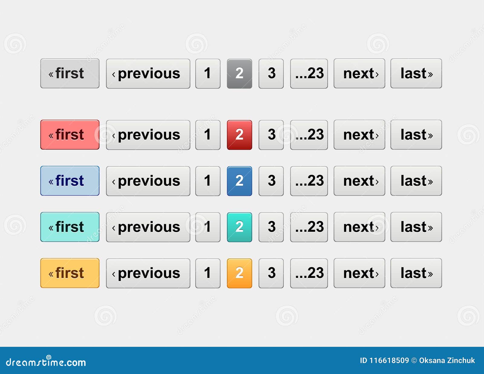Pagination Bars In Different Colors Website Element For User Interface Website Development And