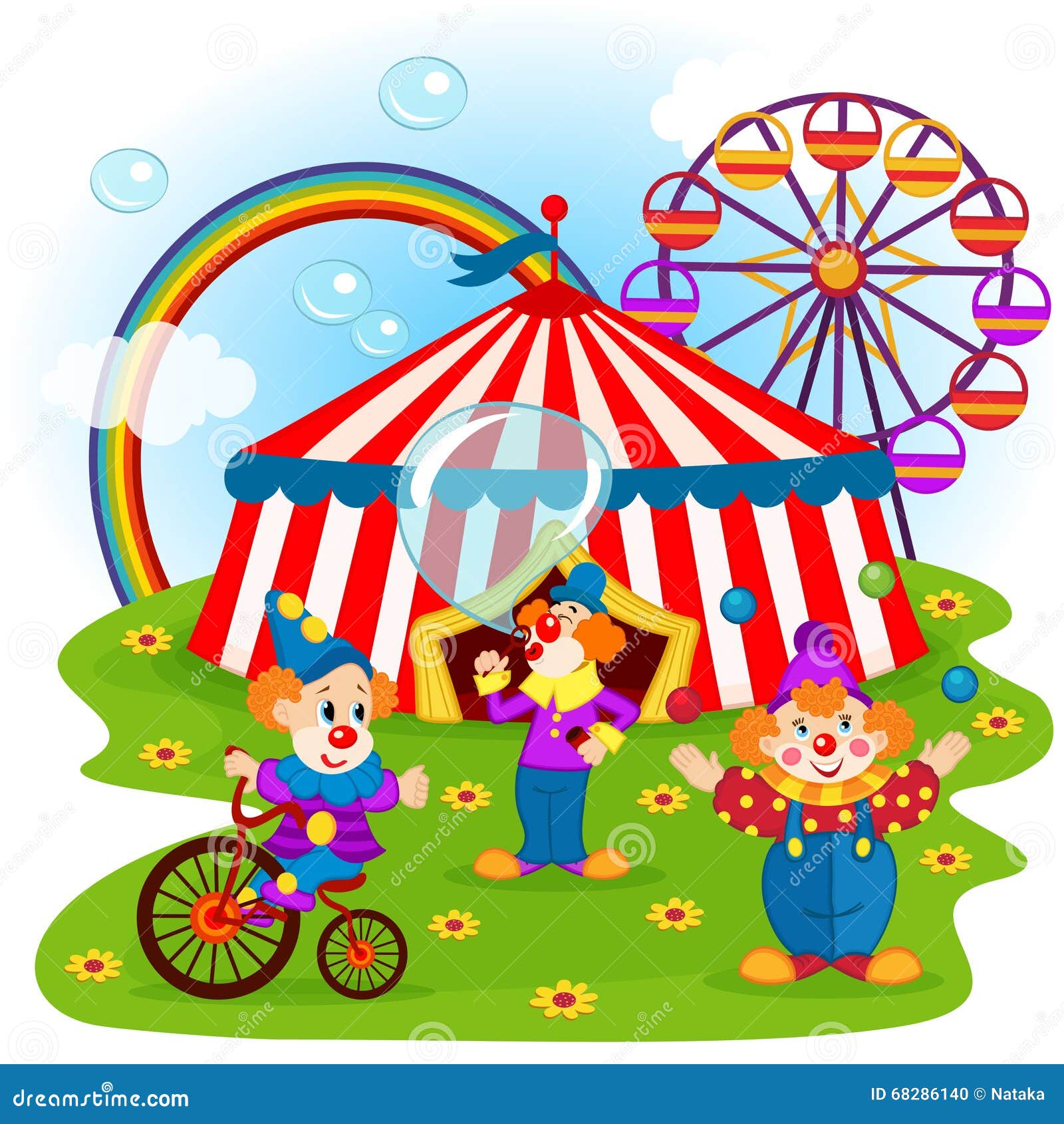 Pagliacci E Circo Divertenti Illustrazione Vettoriale - Illustrazione ...