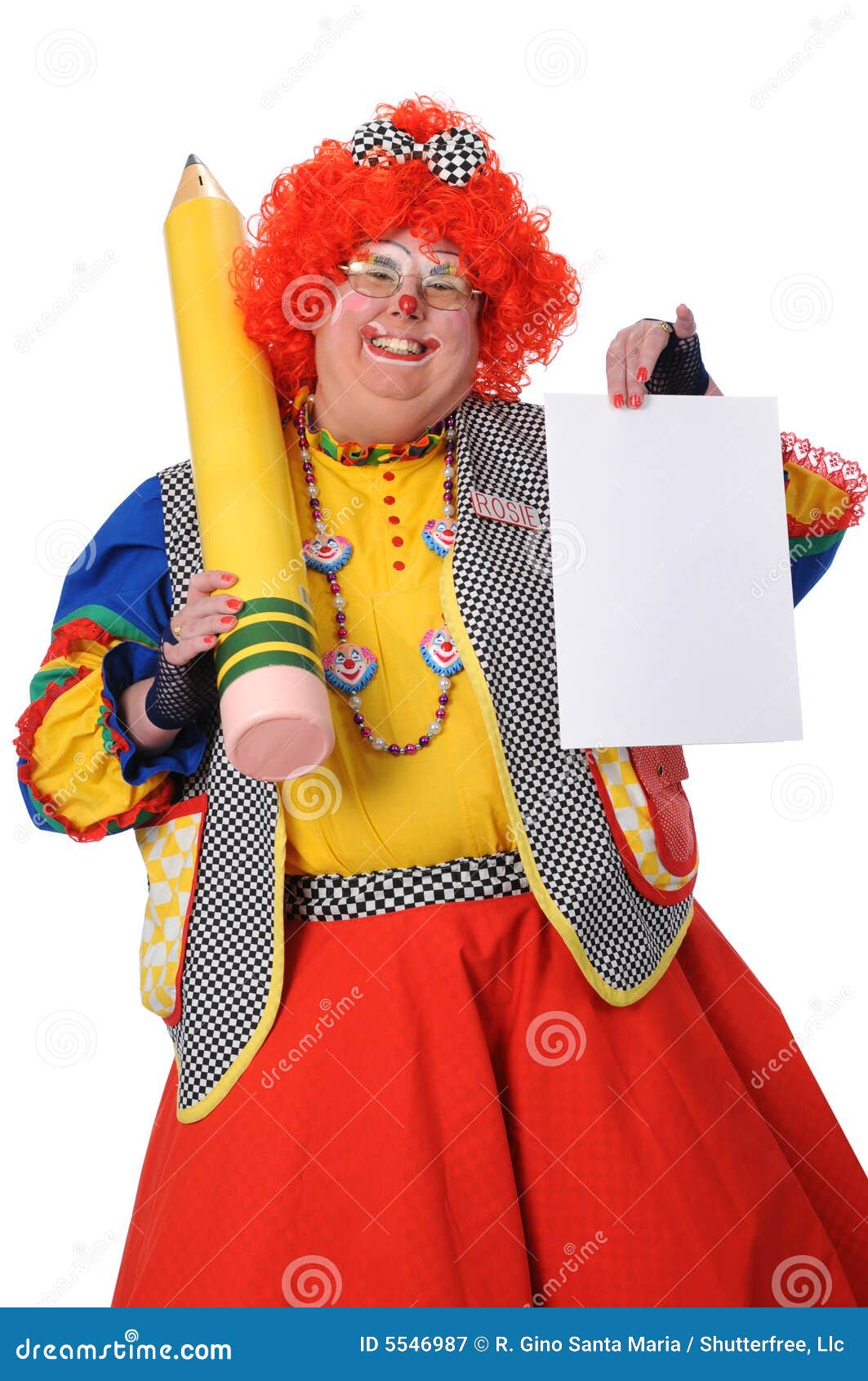 Pagliaccio Che Tiene Documento in Bianco Immagine Stock - Immagine di ...